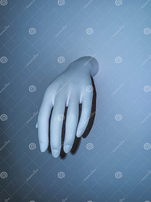 Dummy Hand on a Blue Background. Stock Image - Image of handshake ...
