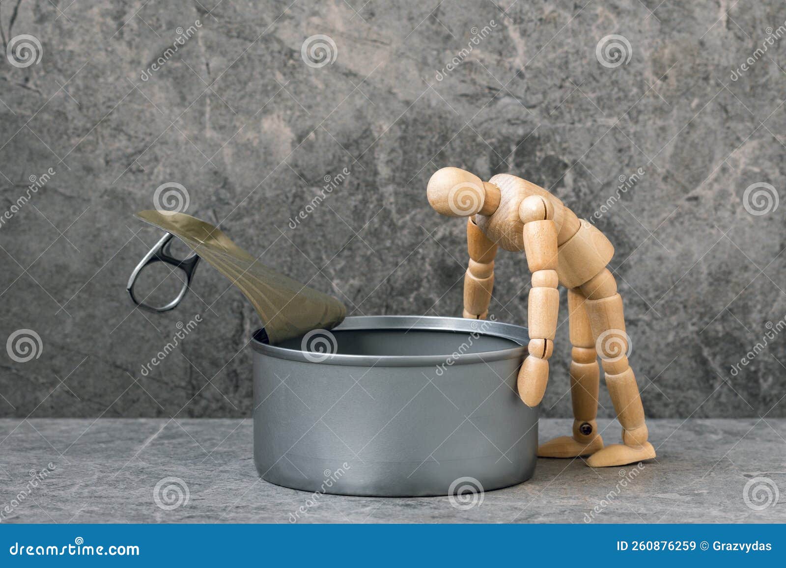 Dummy Looking at Empty Tin Can Stock Image - Image of aluminum, empty ...