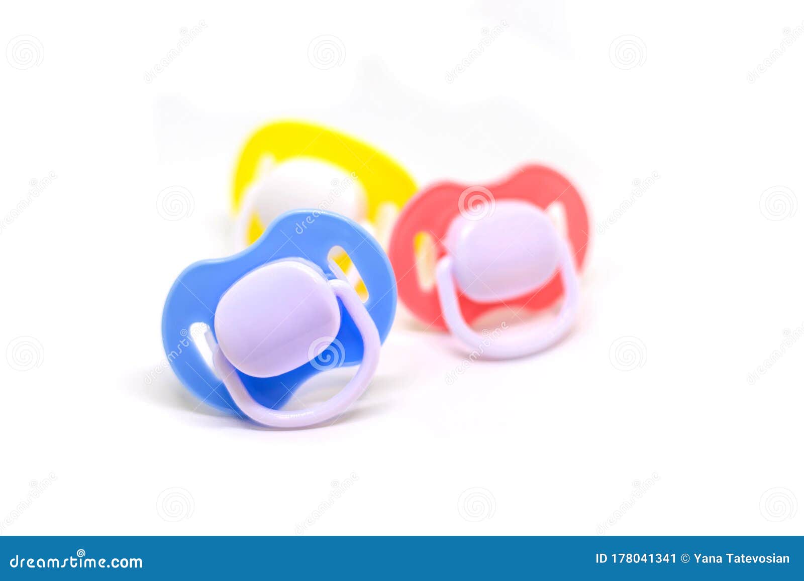 Dummy Pacifiers for Newborns in Different Colors. Selective Focus Stock ...