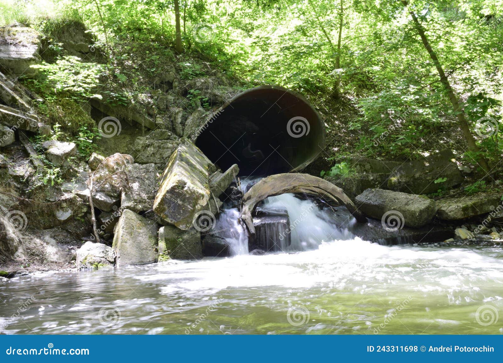 Discharge of Water from the Lake Stock Photo - Image of nature, rock ...