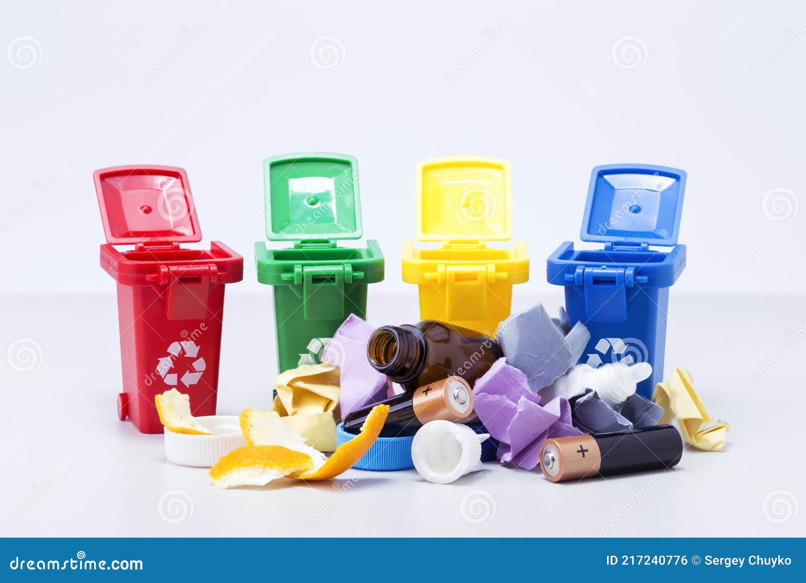 Dump and Garbage Containers in Different Colors. Stock Photo - Image of ...