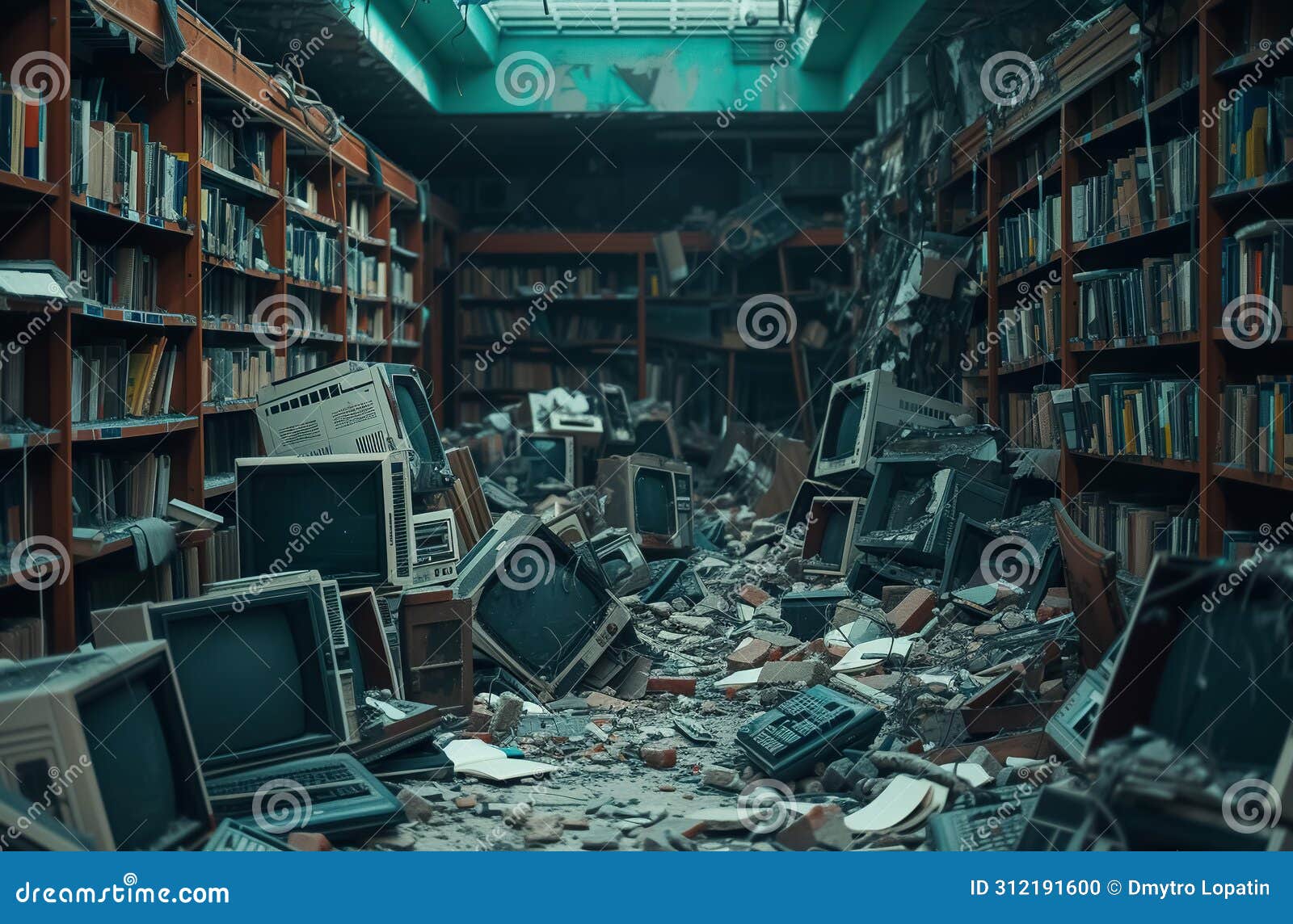 Dump of Old Broken Obsolete Computer with Displays or Tv, Pile of Junk ...