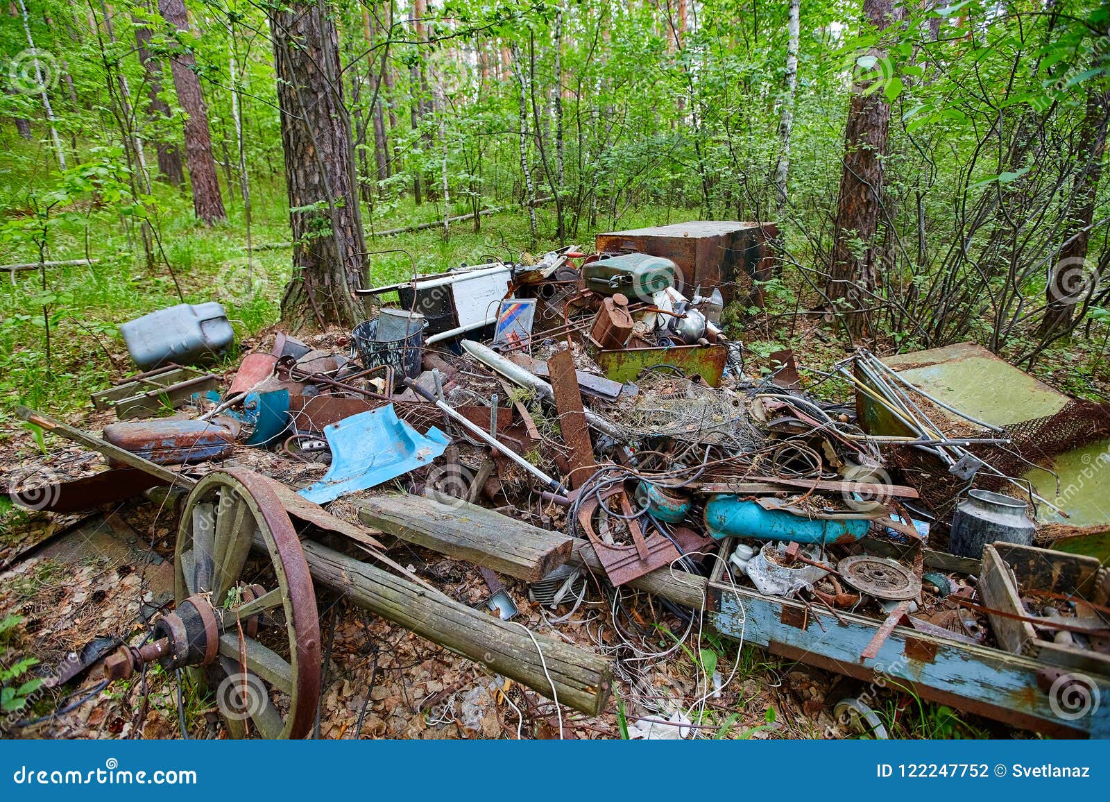 Dump Old Metal Objects in the Woods, Rusty Scrap Metal. Environ Stock ...