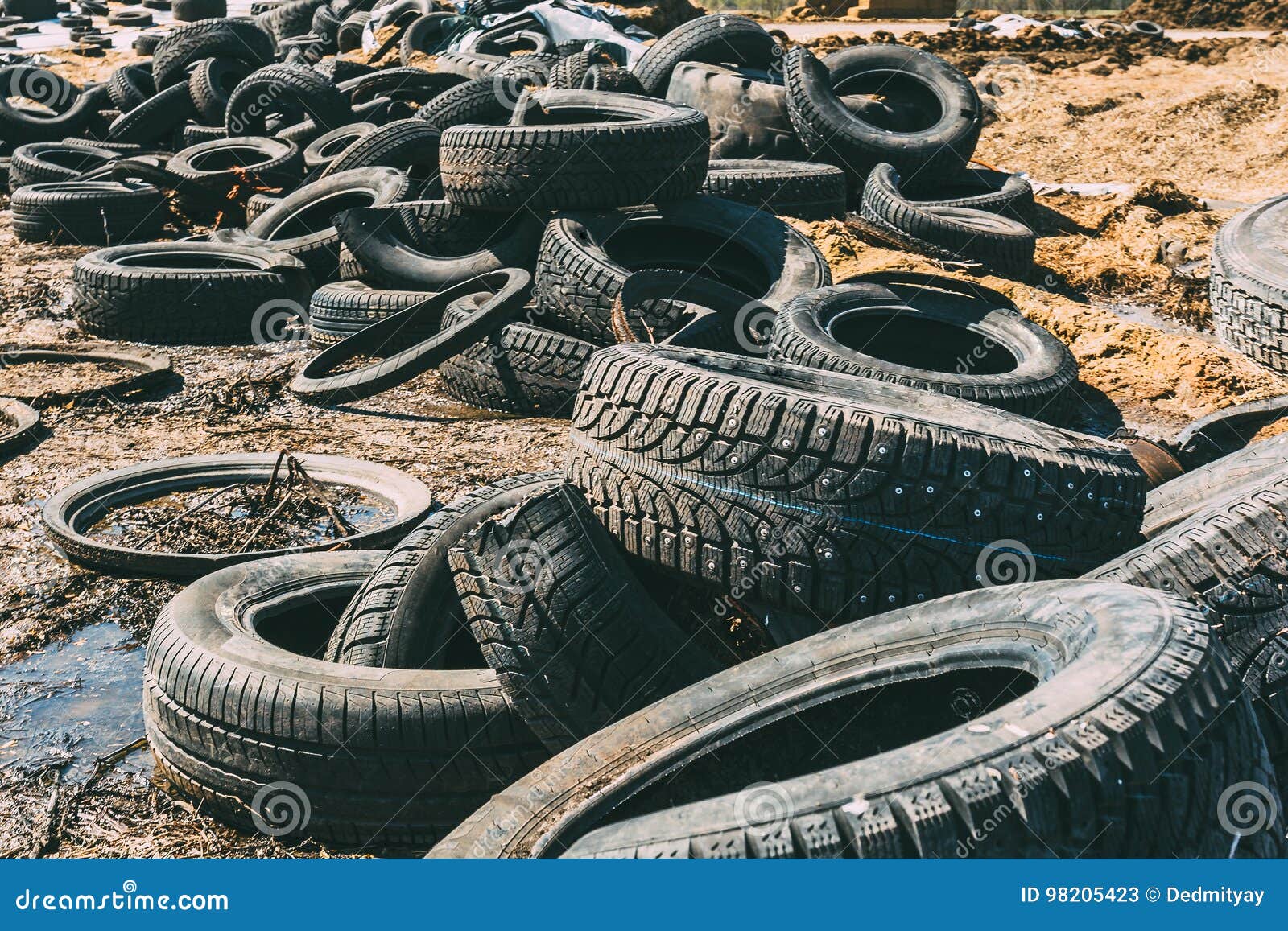 Dump of old used car tires stock image. Image of rubbish - 98205423