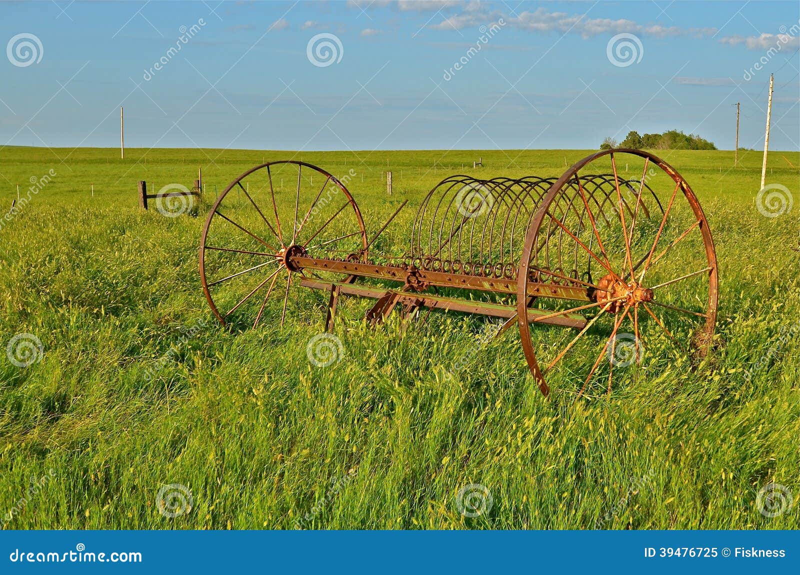 Dump Rake in the Long Grass of a Prairie Stock Image - Image of pasture ...