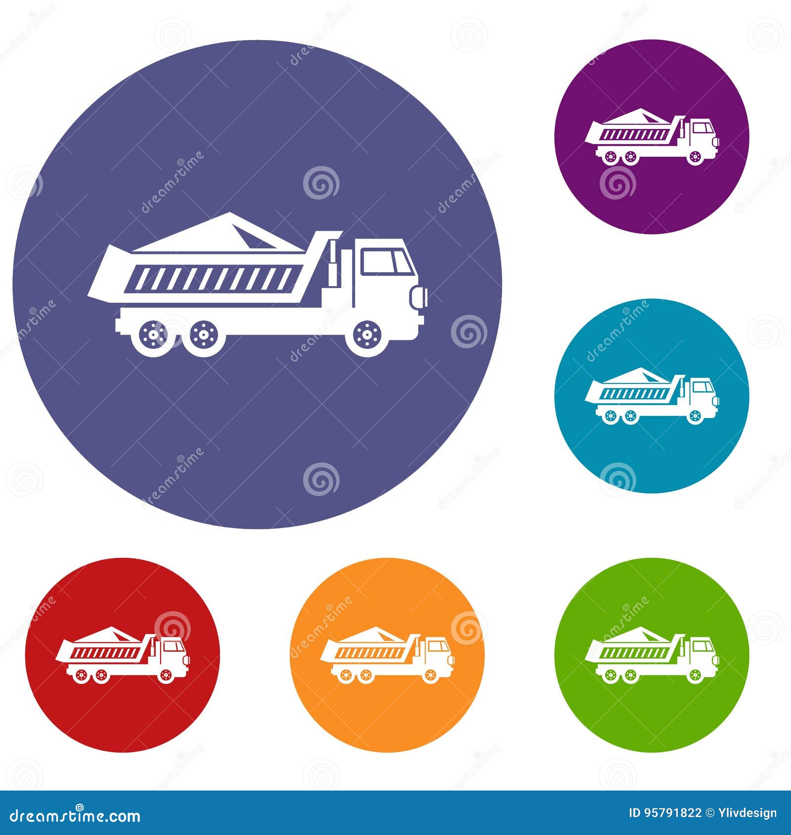 Dump track icons set stock vector. Illustration of heavy - 95791822