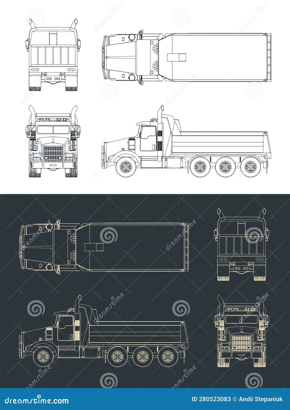 Dump truck blueprints stock vector. Illustration of truck - 280523083