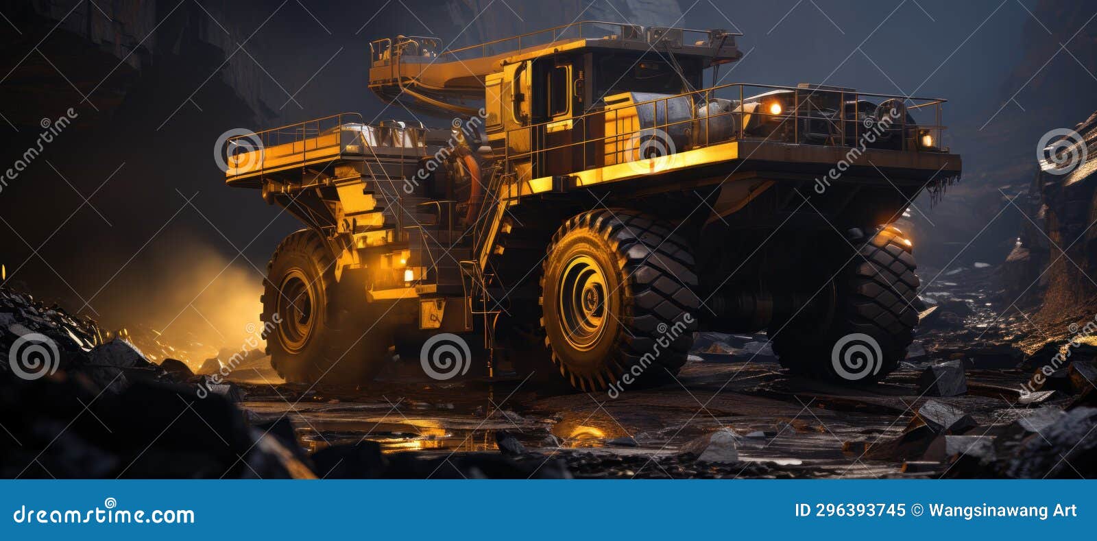 Dump Truck in a Coal Mine at Night Stock Illustration - Illustration of ...