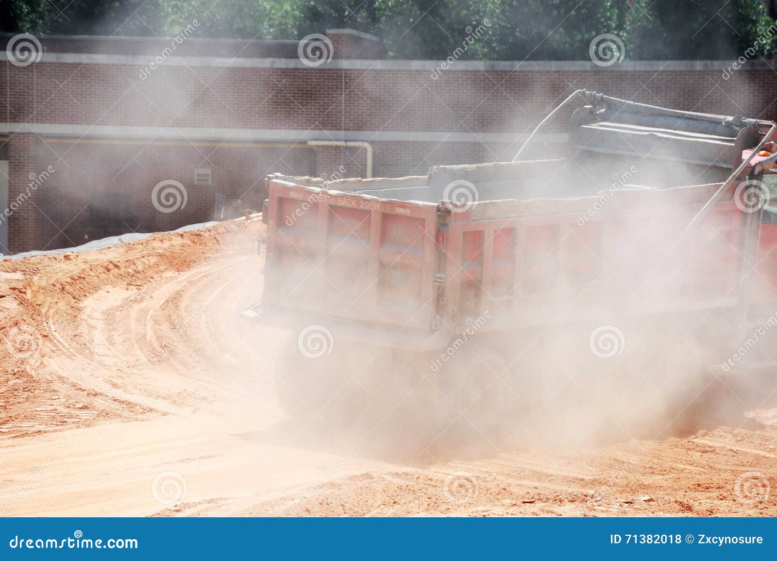 Dump Truck in Construction Site with Dust Stock Photo - Image of earth ...