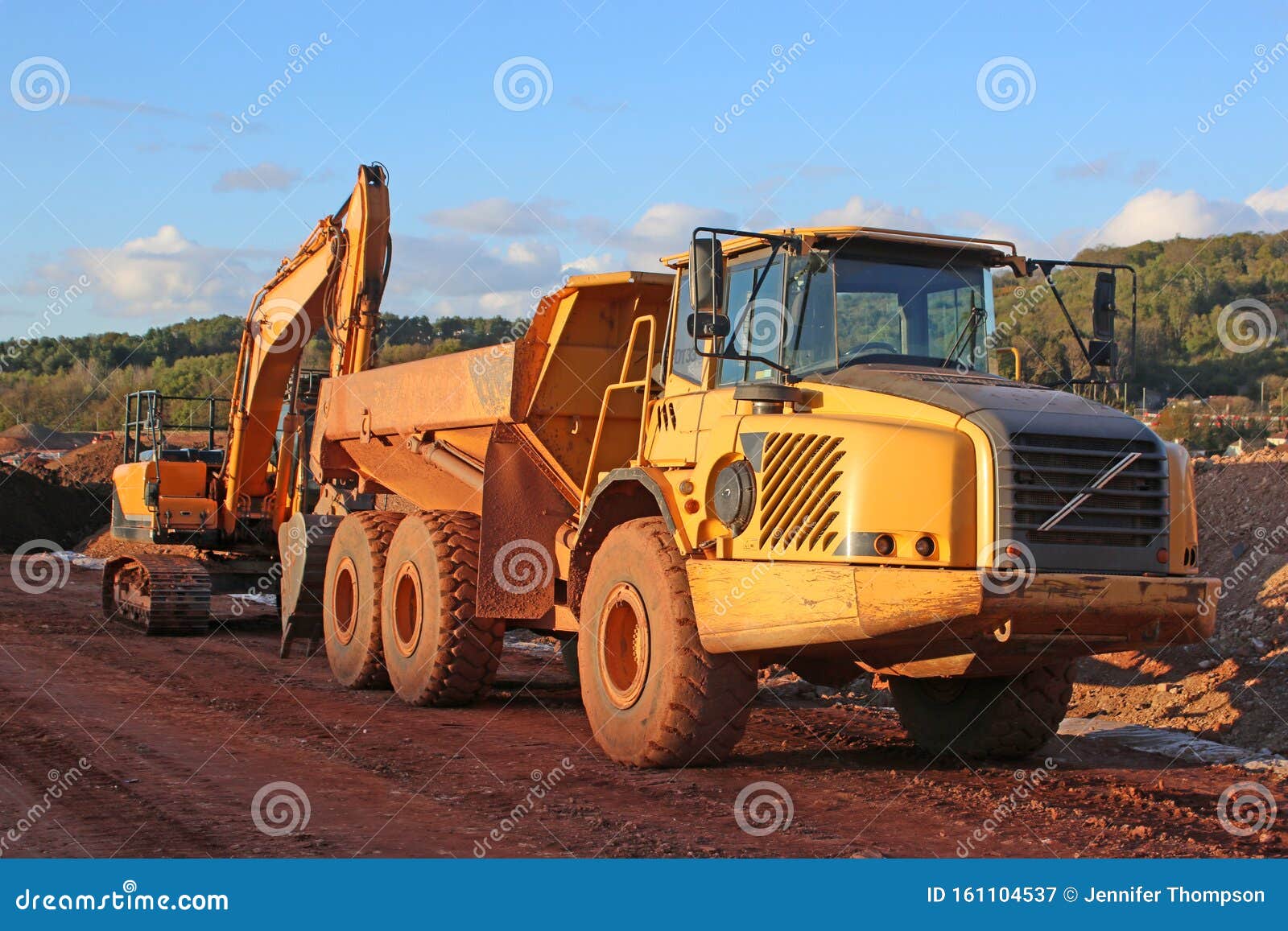 Dump Truck on a Road Construction Site Stock Image - Image of tracks ...
