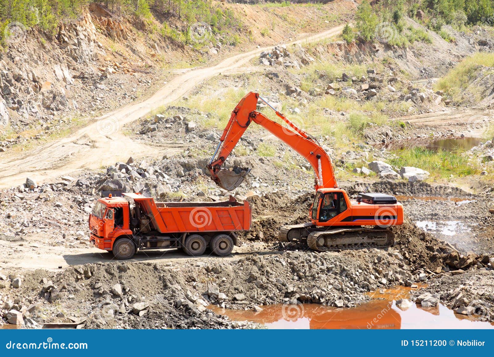 Dump Truck and Excavator stock photo. Image of lorry - 15211200