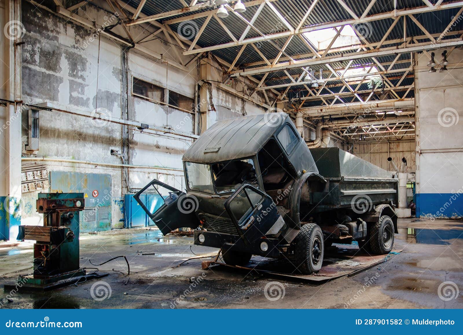 Dump Truck in Garage for Repair Stock Photo - Image of machine, loader ...