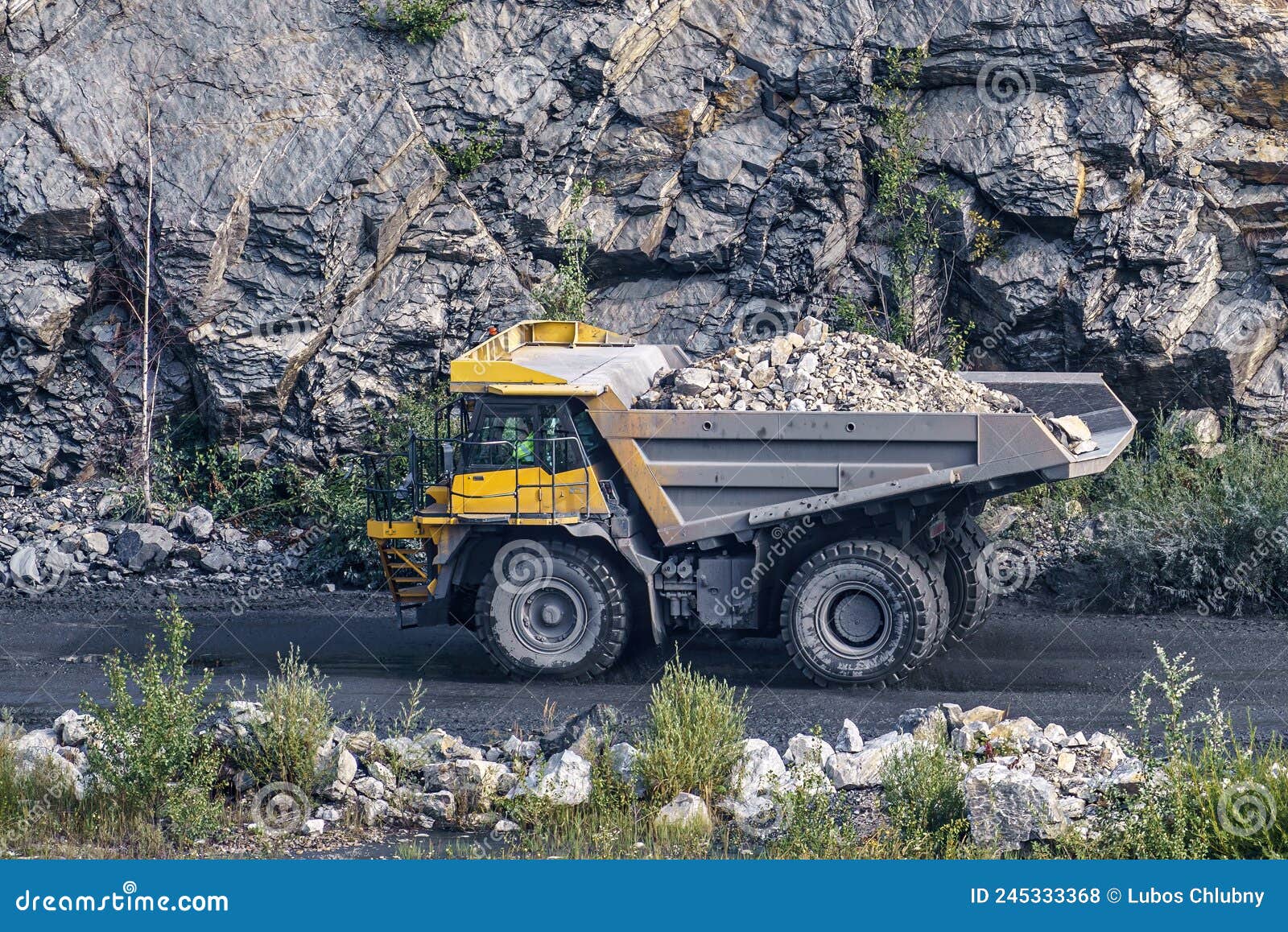 Dump Truck in Limestone Mining, Heavy Machinery. Mining in the Quarry ...