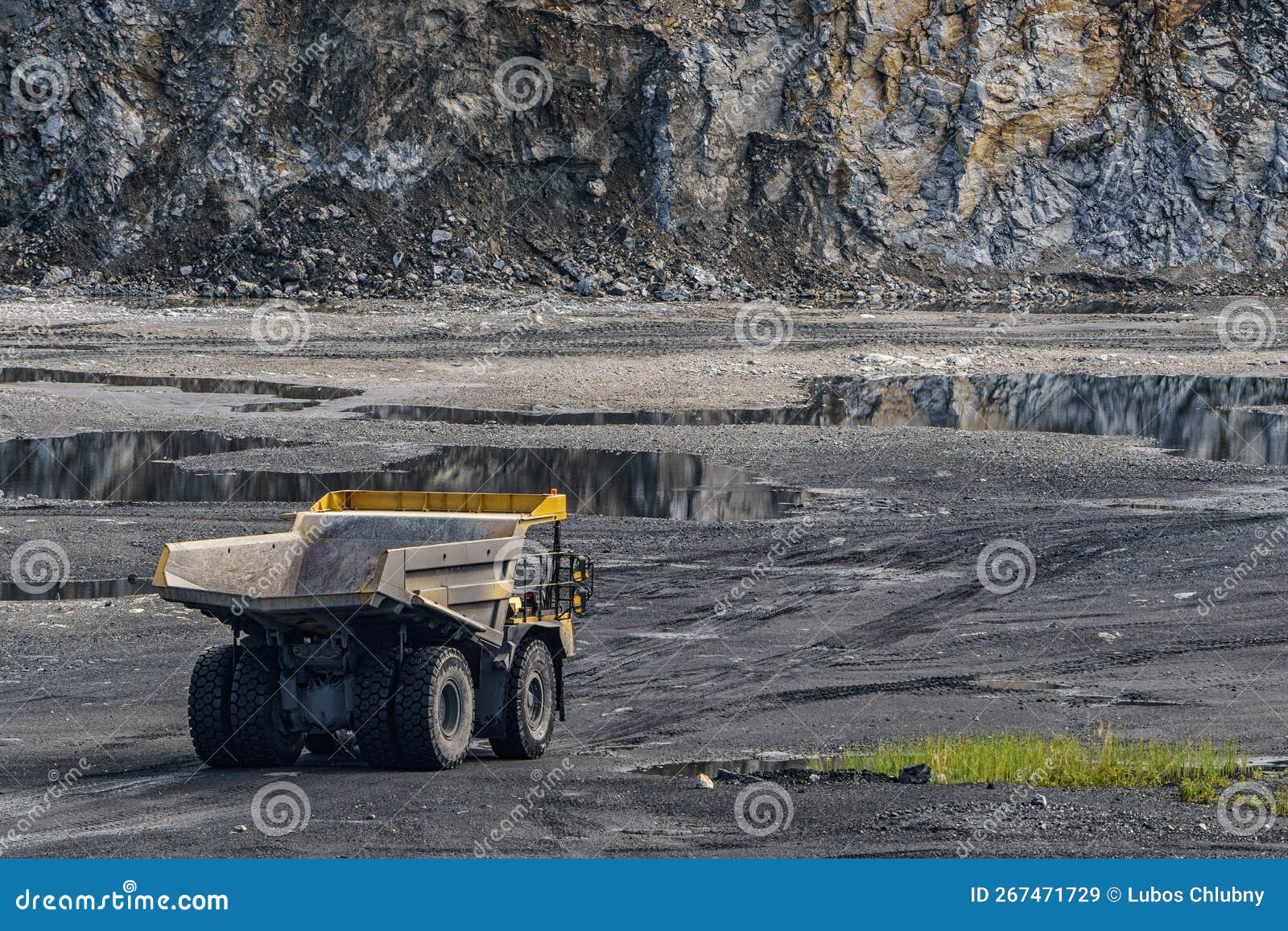 Dump Truck in Limestone Mining, Heavy Machinery. Mining in the Quarry ...