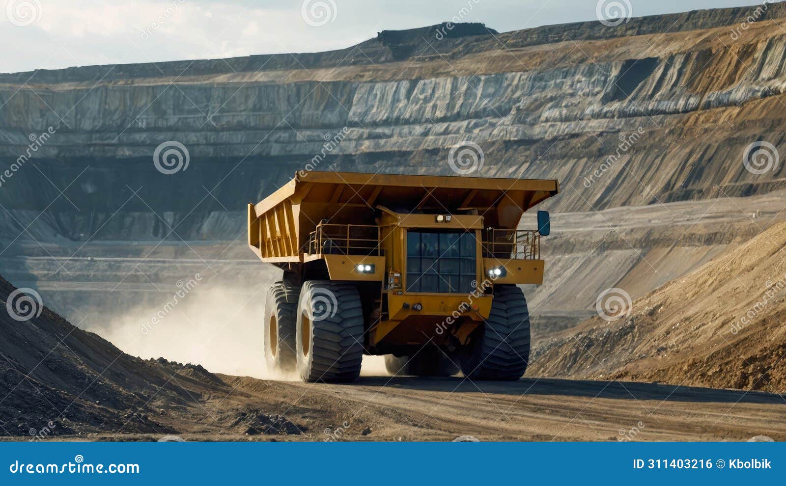 Dump Truck in an Open Pit Mine Stock Illustration - Illustration of ...