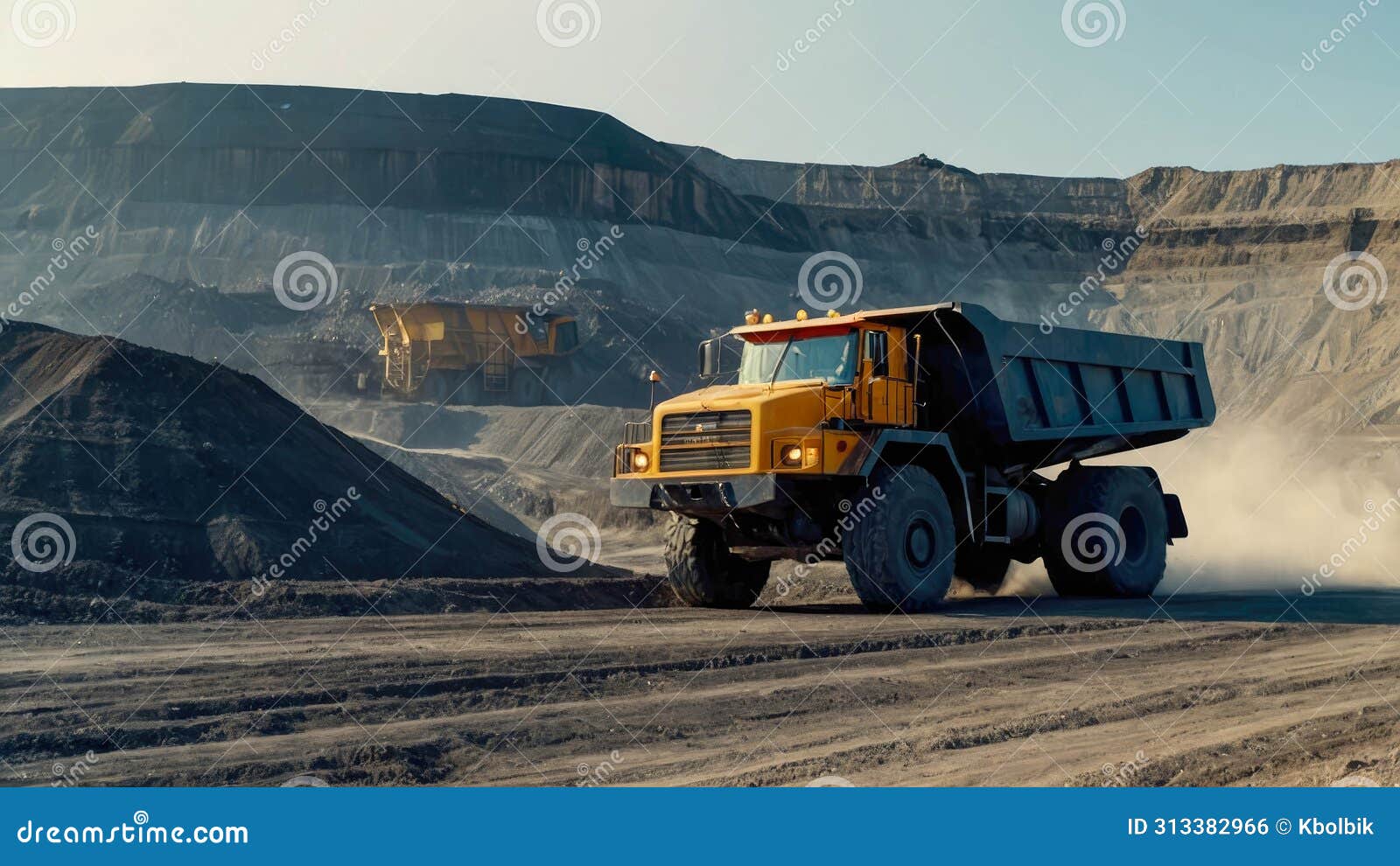 Dump Truck in an Open Pit Mine Stock Illustration - Illustration of ...