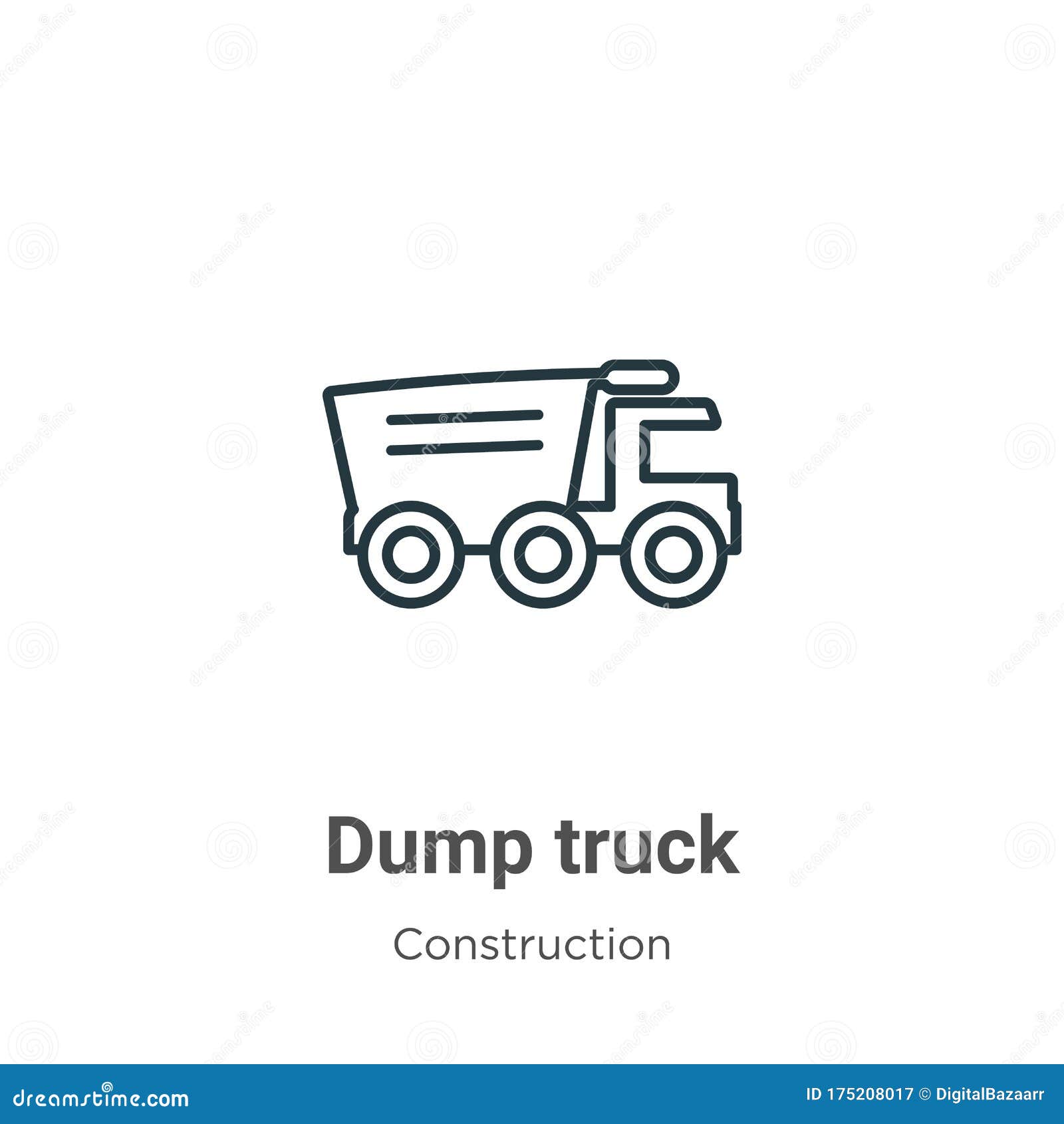 Dump Truck Outline Vector Icon. Thin Line Black Dump Truck Icon, Flat ...