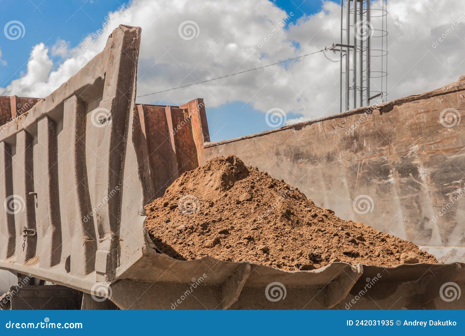 Dump Truck with a Pile of Sand in the Back Construction Washed ...