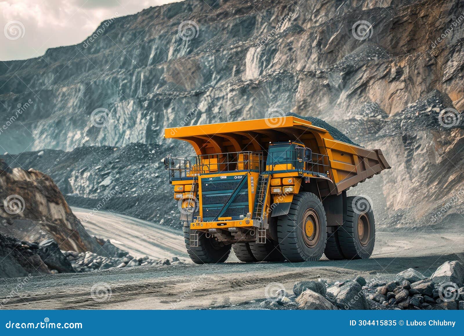 Dump truck in the quarry stock illustration. Illustration of breed ...