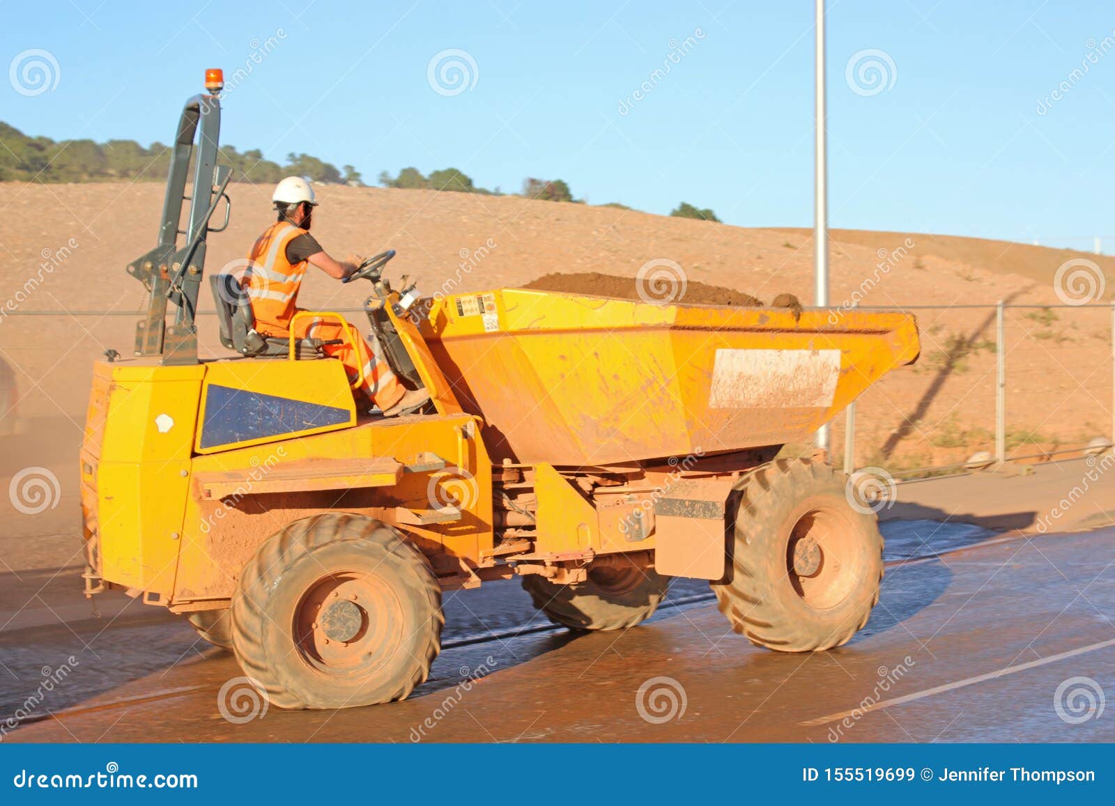 Dump Truck on a Road Construction Site Stock Image - Image of site ...