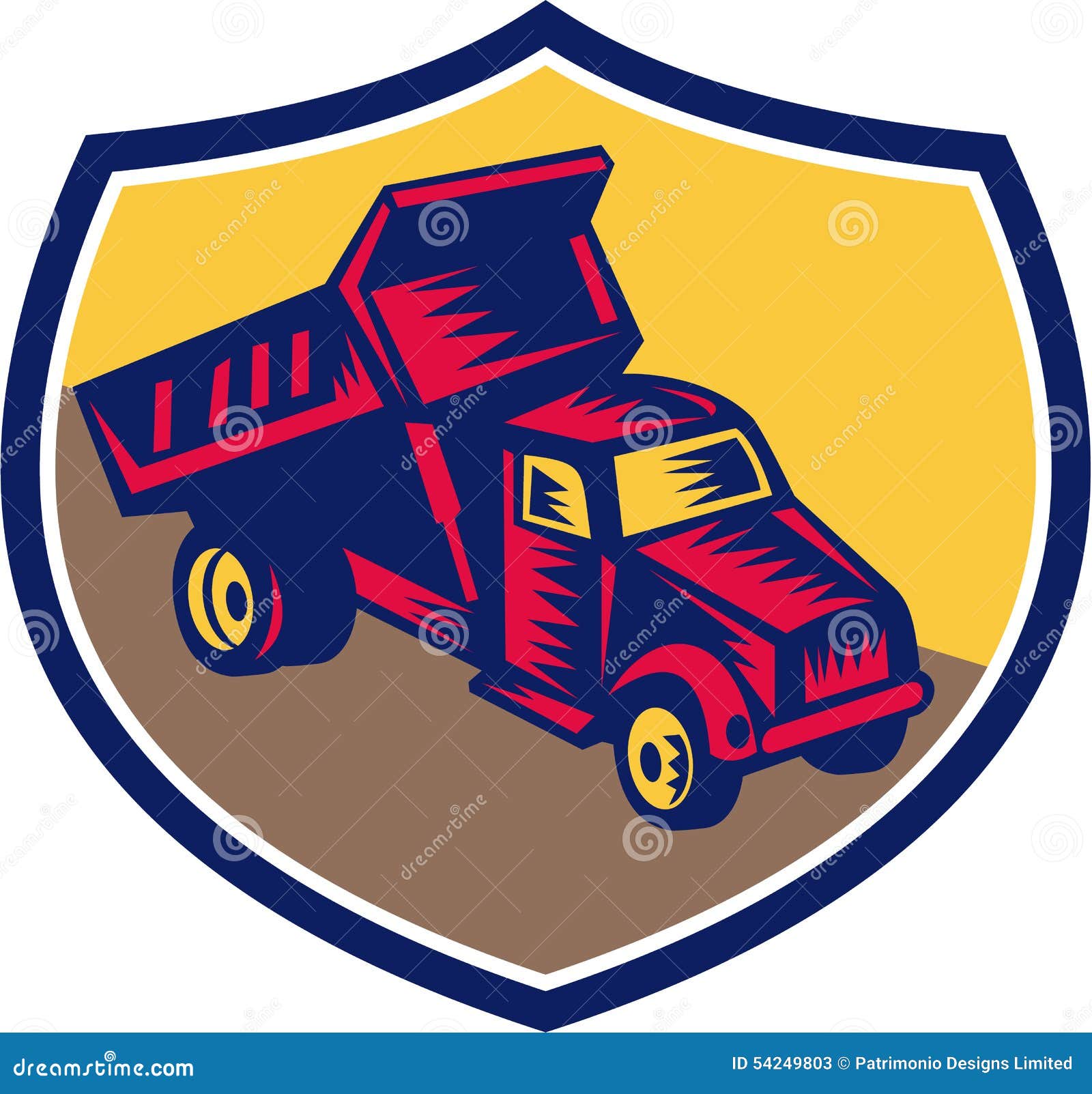 Dump Truck Shield Woodcut stock vector. Illustration of lorry - 54249803
