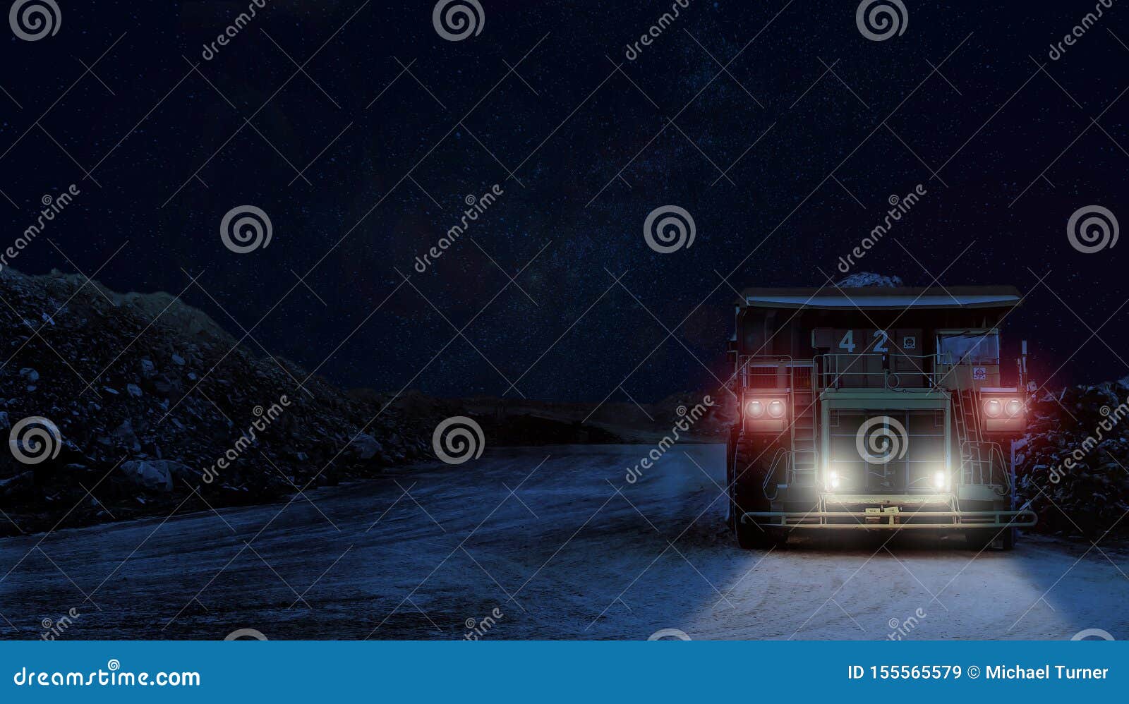 Dump Truck Transporting Platinum Ore for Processing at Night Stock ...