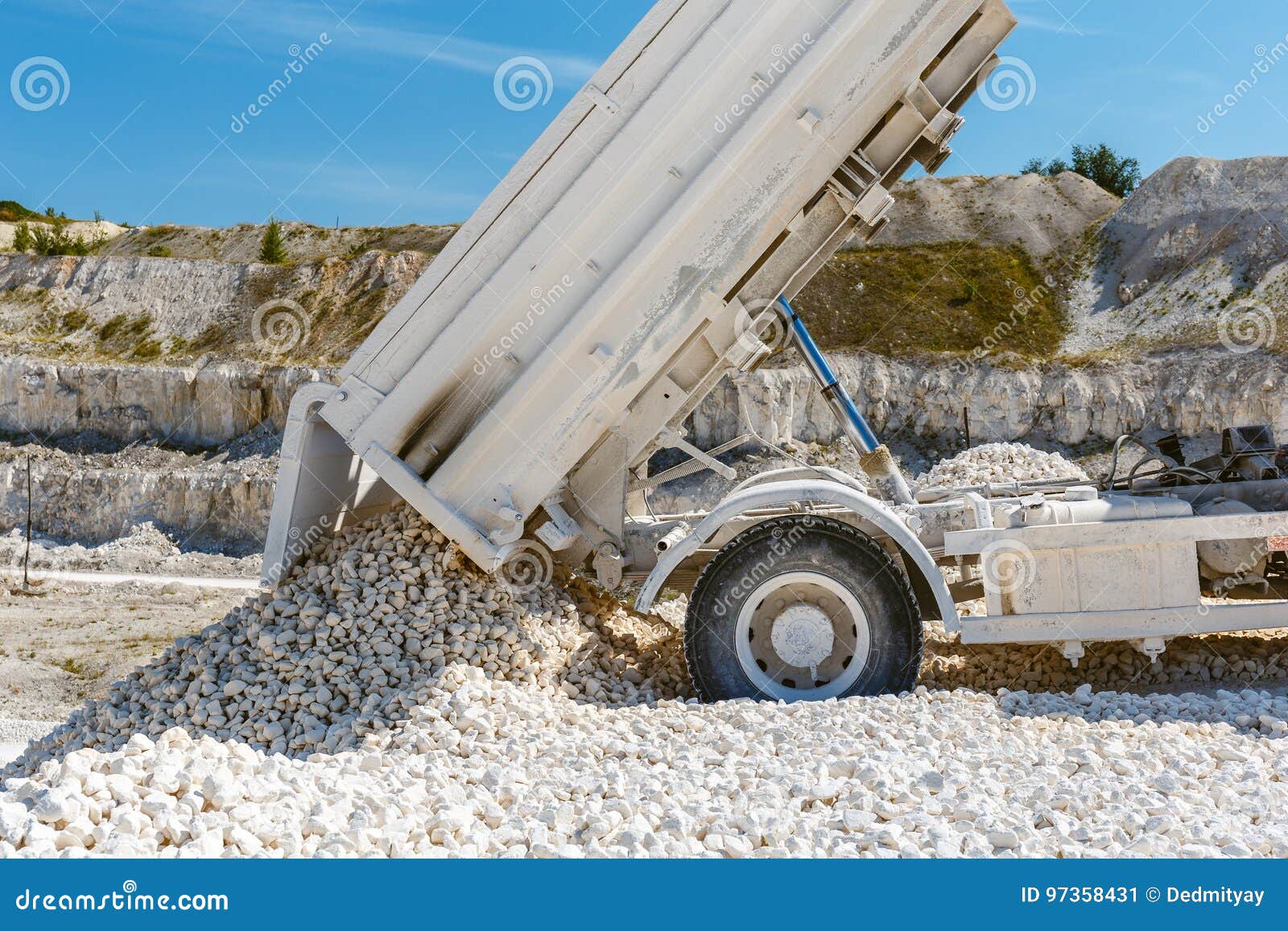 Dump Truck Unloading Process Stock Image - Image of land, construction ...