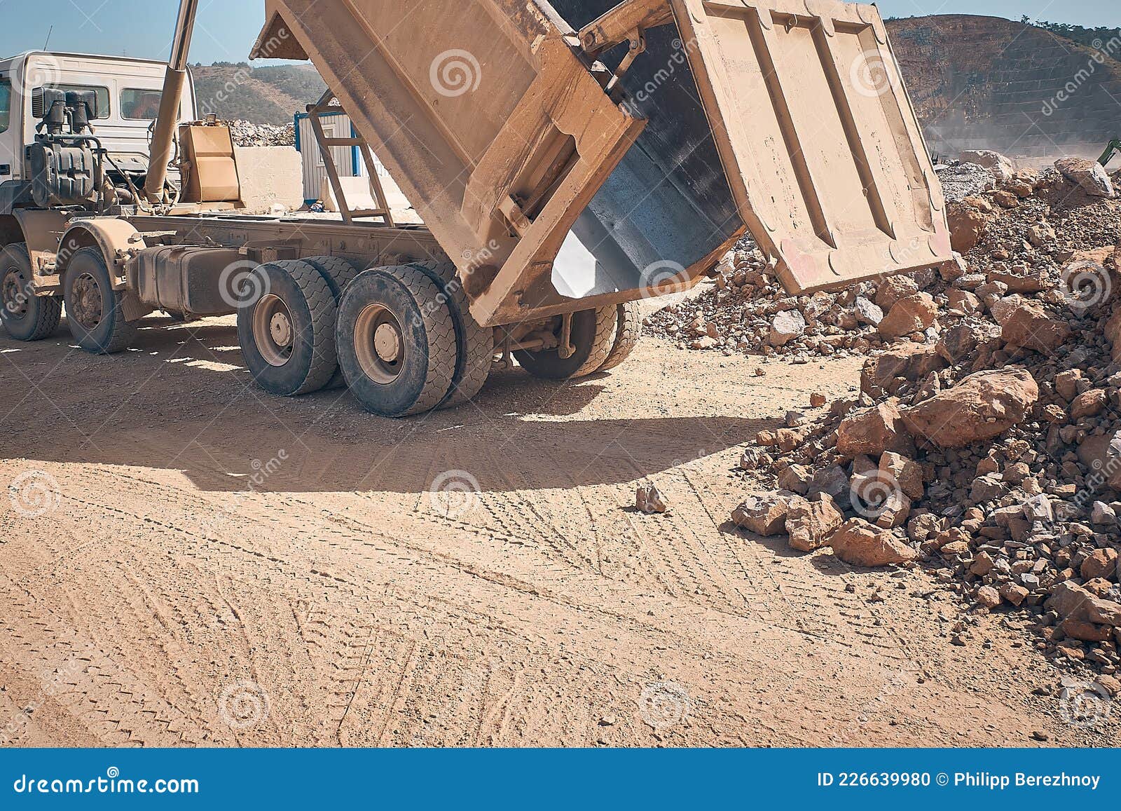 Dump Truck Unloads Soil from Truck Back Stock Photo - Image of earth ...