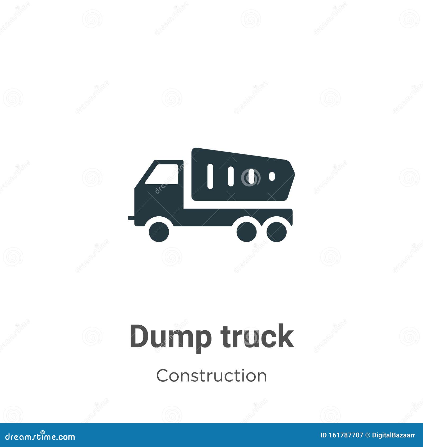 Dump Truck Vector Icon on White Background. Flat Vector Dump Truck Icon ...