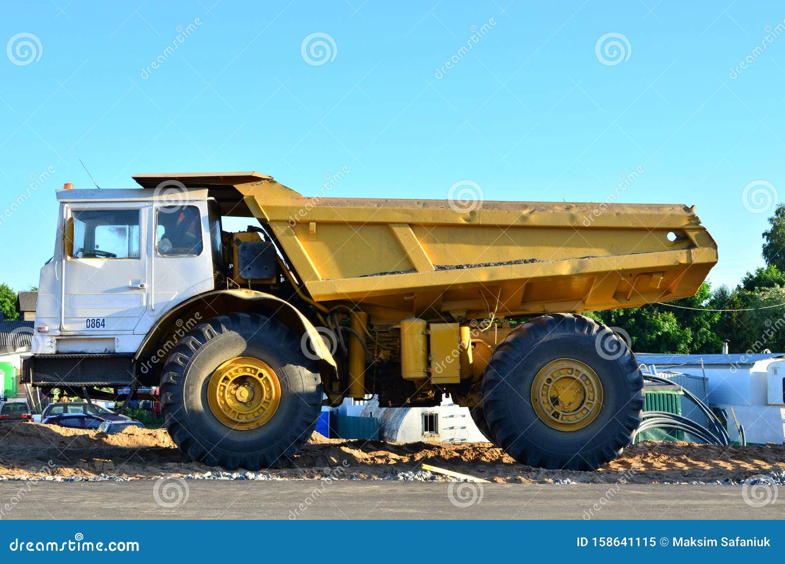 Dump Truck Working on the Construction Site Stock Image - Image of huge ...