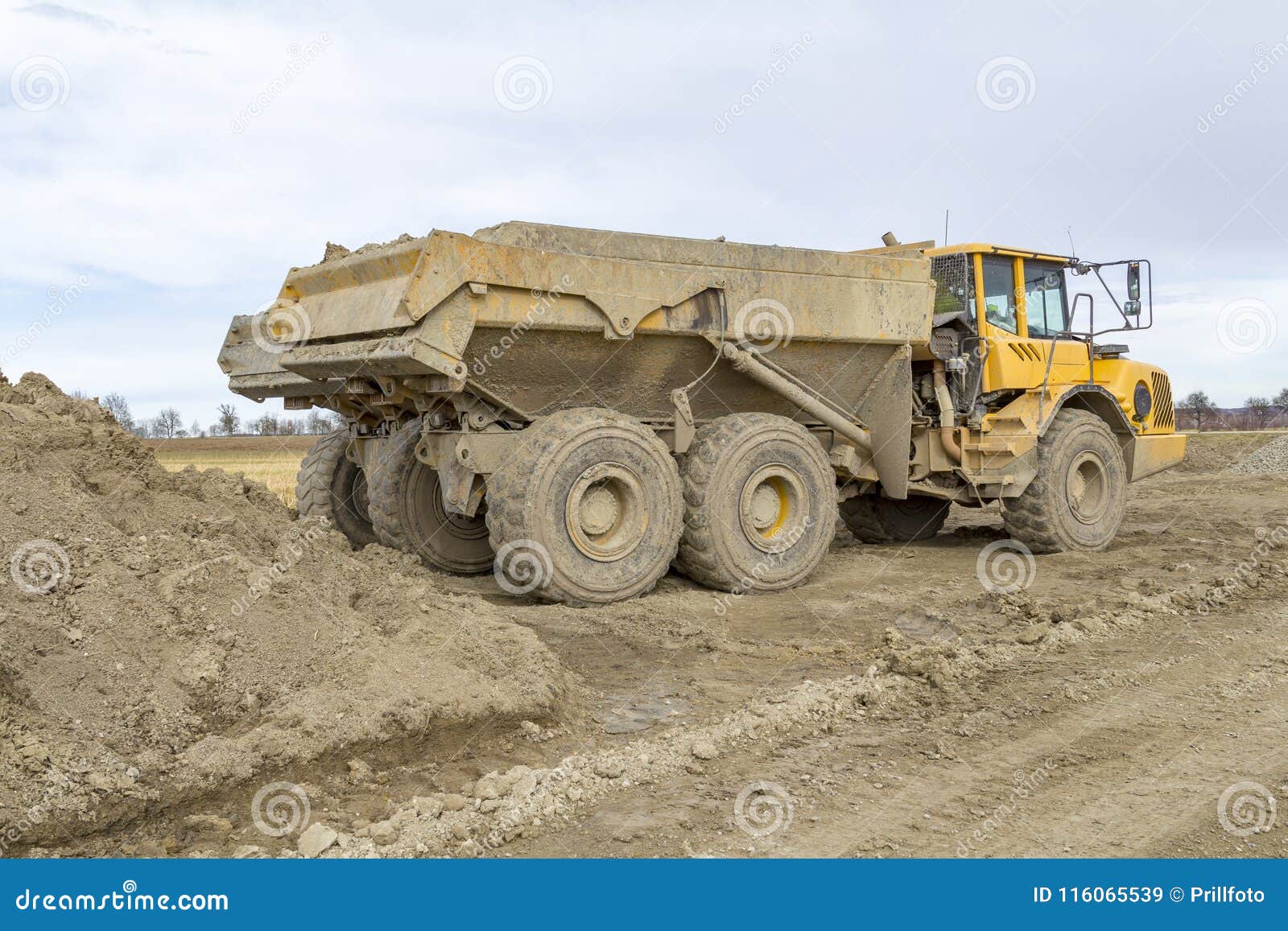 Dump Trucks at a Construction Site Stock Image - Image of traction ...