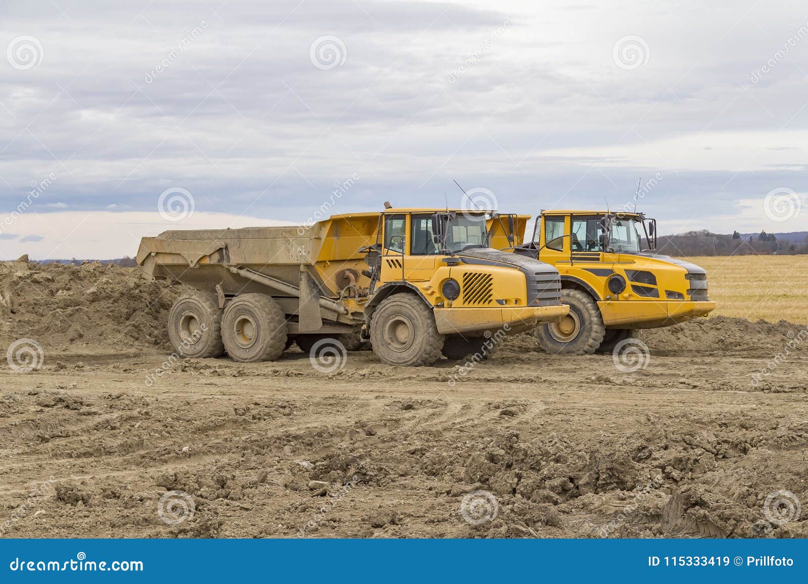 Dump Trucks at a Construction Site Stock Image - Image of building ...