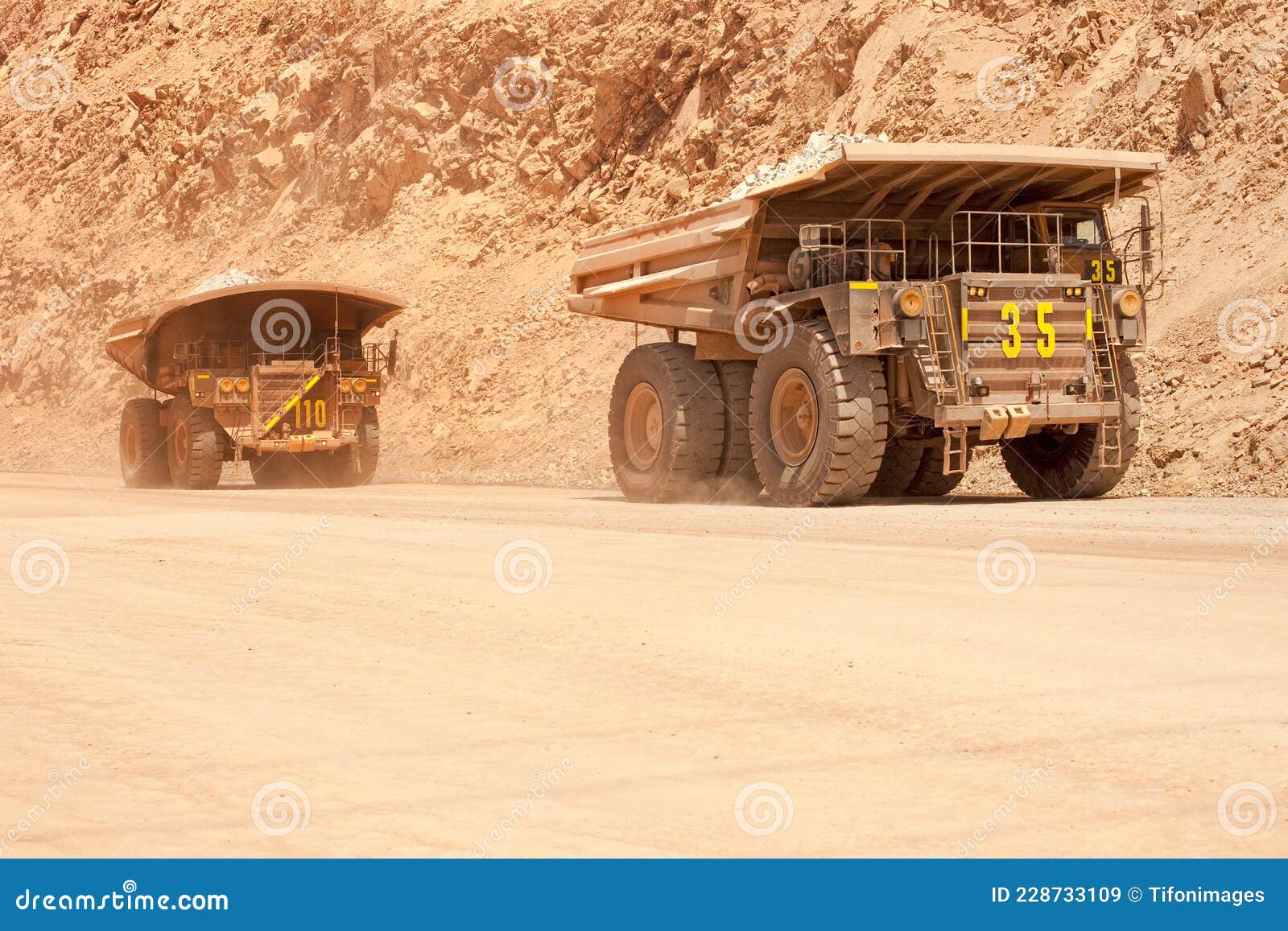 Dump Trucks at an Open-pit Copper Mine Stock Image - Image of dust ...