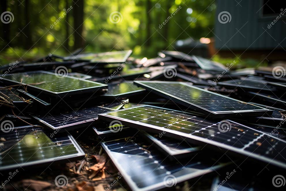 Problem of Disposal and Recycling of Solar Panels Stock Illustration ...