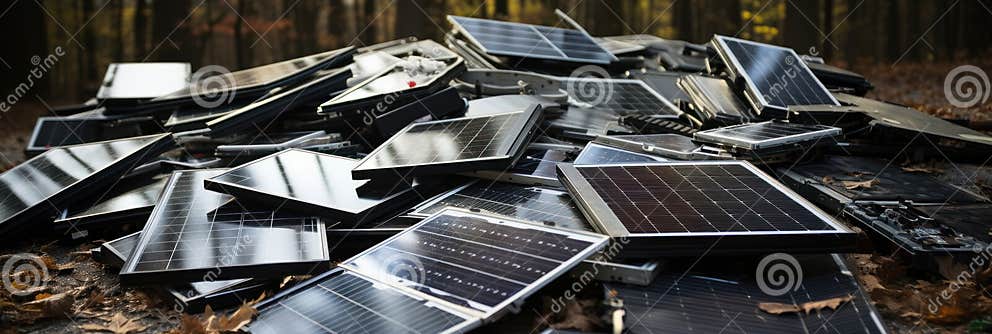 Problem of Disposal and Recycling of Solar Panels Stock Illustration ...