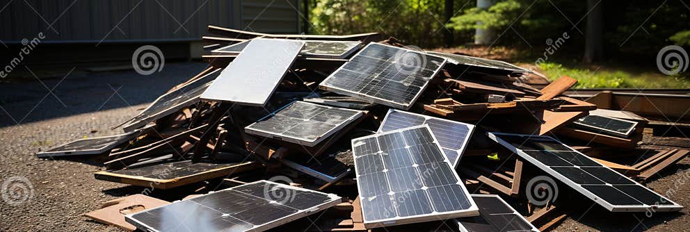 Problem of Disposal and Recycling of Solar Panels Stock Illustration ...