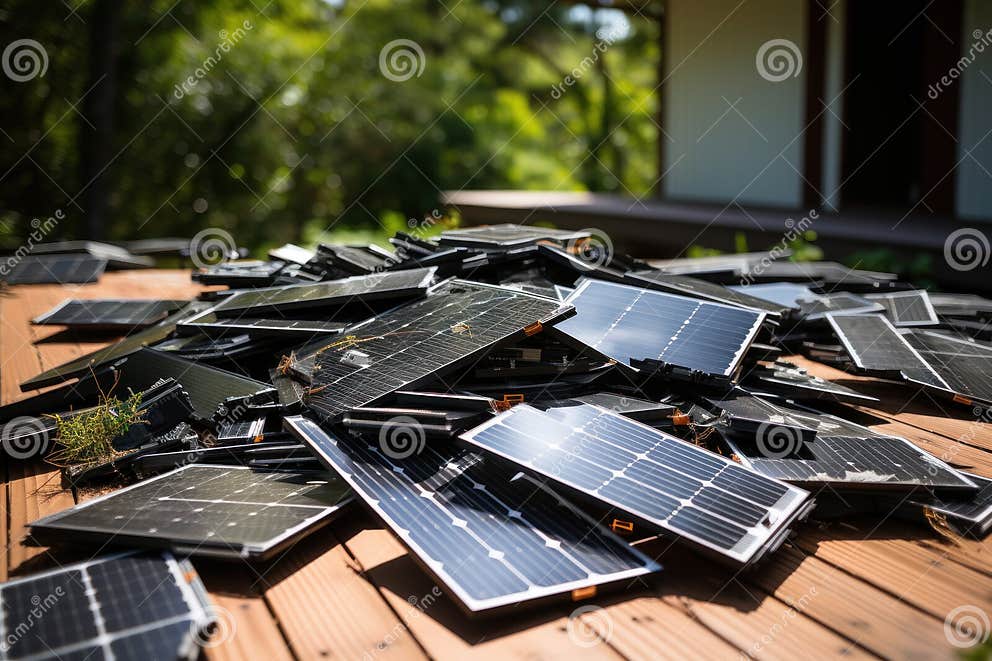 Problem of Disposal and Recycling of Solar Panels Stock Photo - Image ...