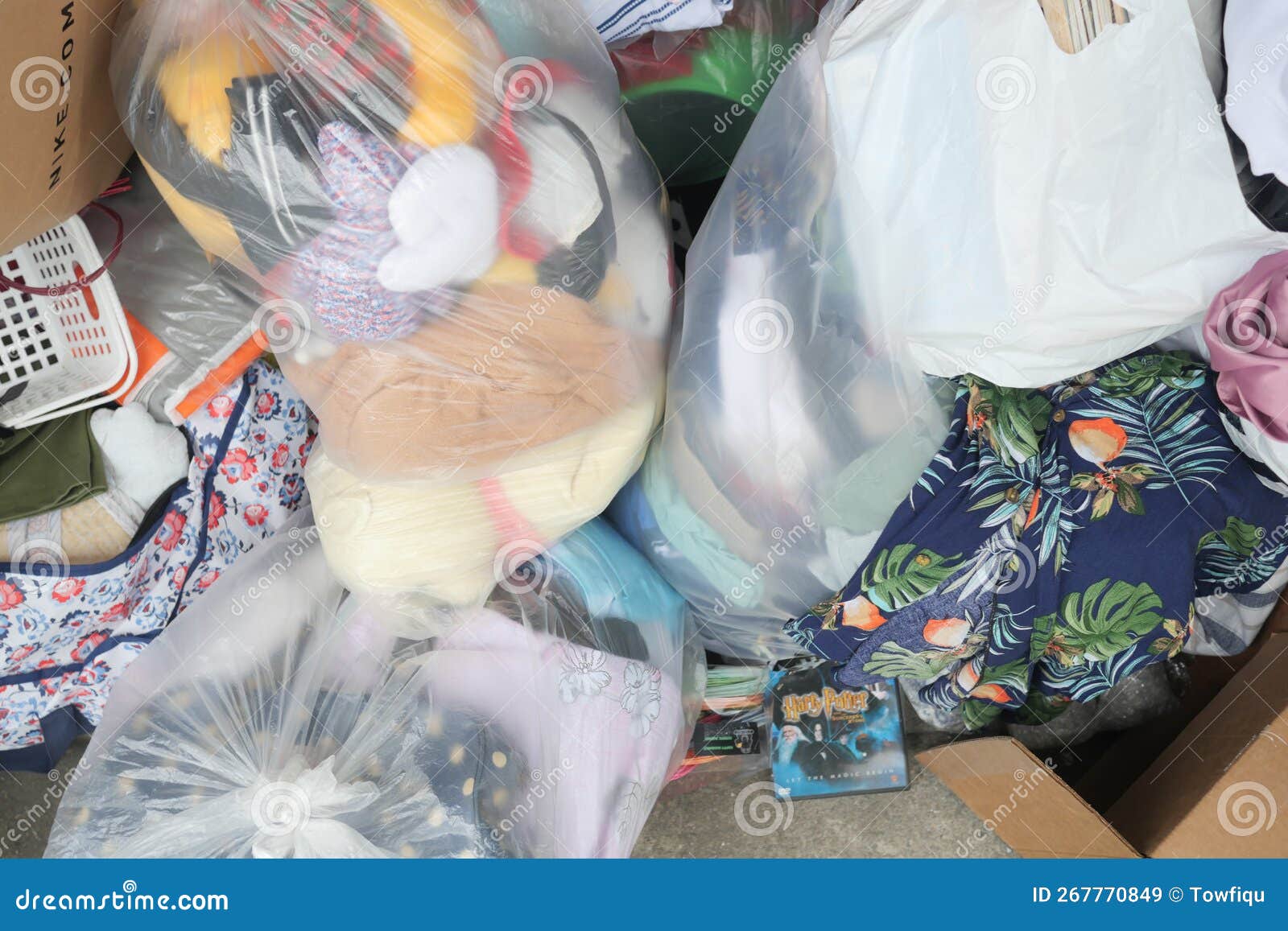 Dumped Donated Items in a Large Container Outdoor Stock Image - Image ...