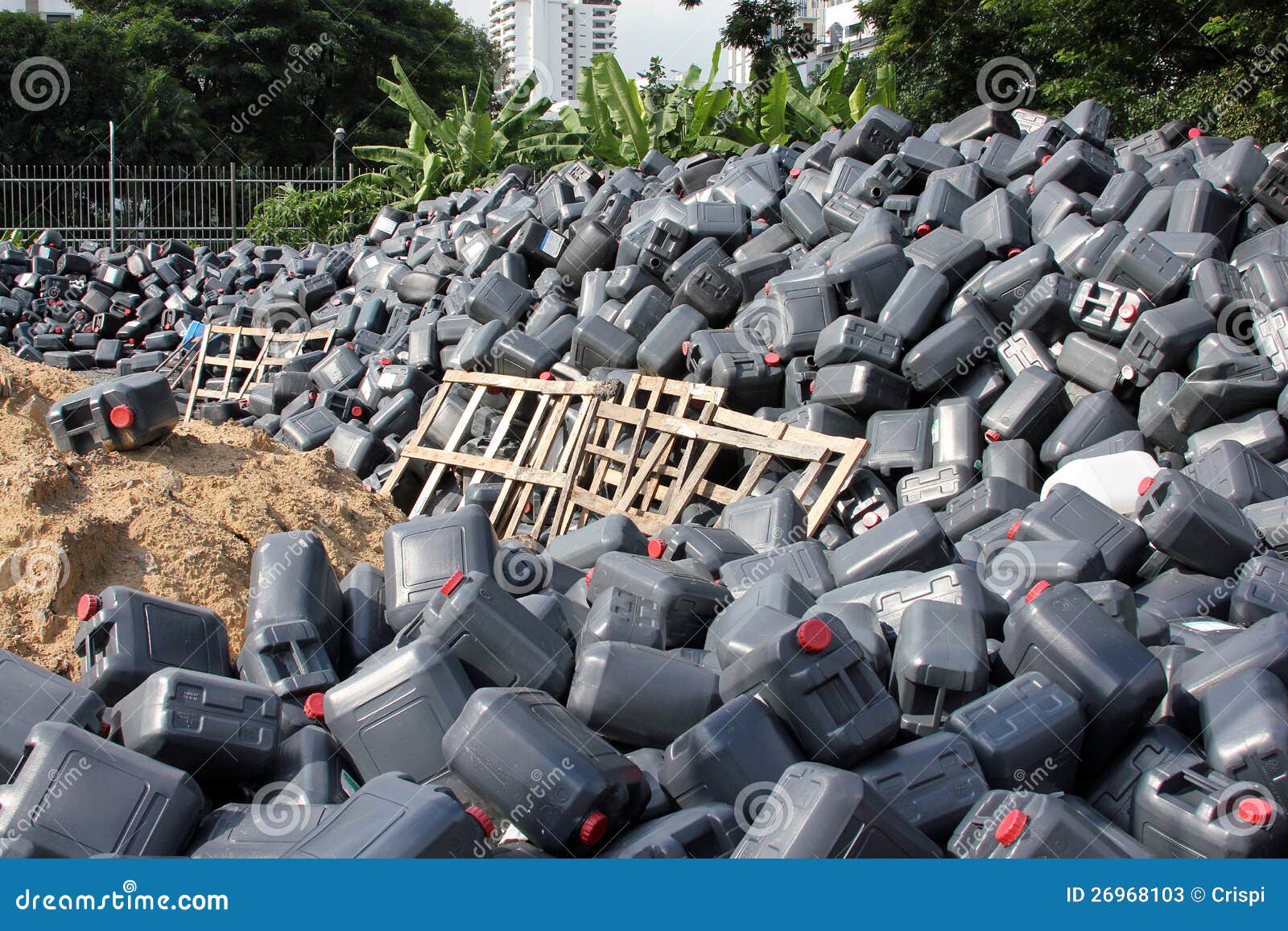 Dumped plastic jerrycans stock image. Image of refurbishing - 26968103