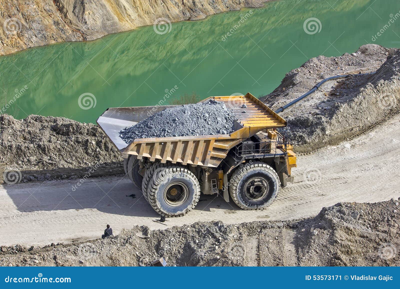 Dumper in open pit stock image. Image of gold, carbon - 53573171
