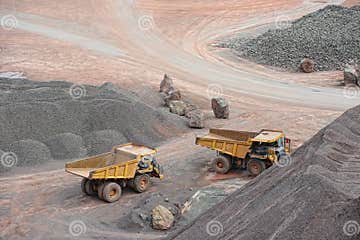 Dumper Trucks Parking in a Surface Mine. Stock Image - Image of ...