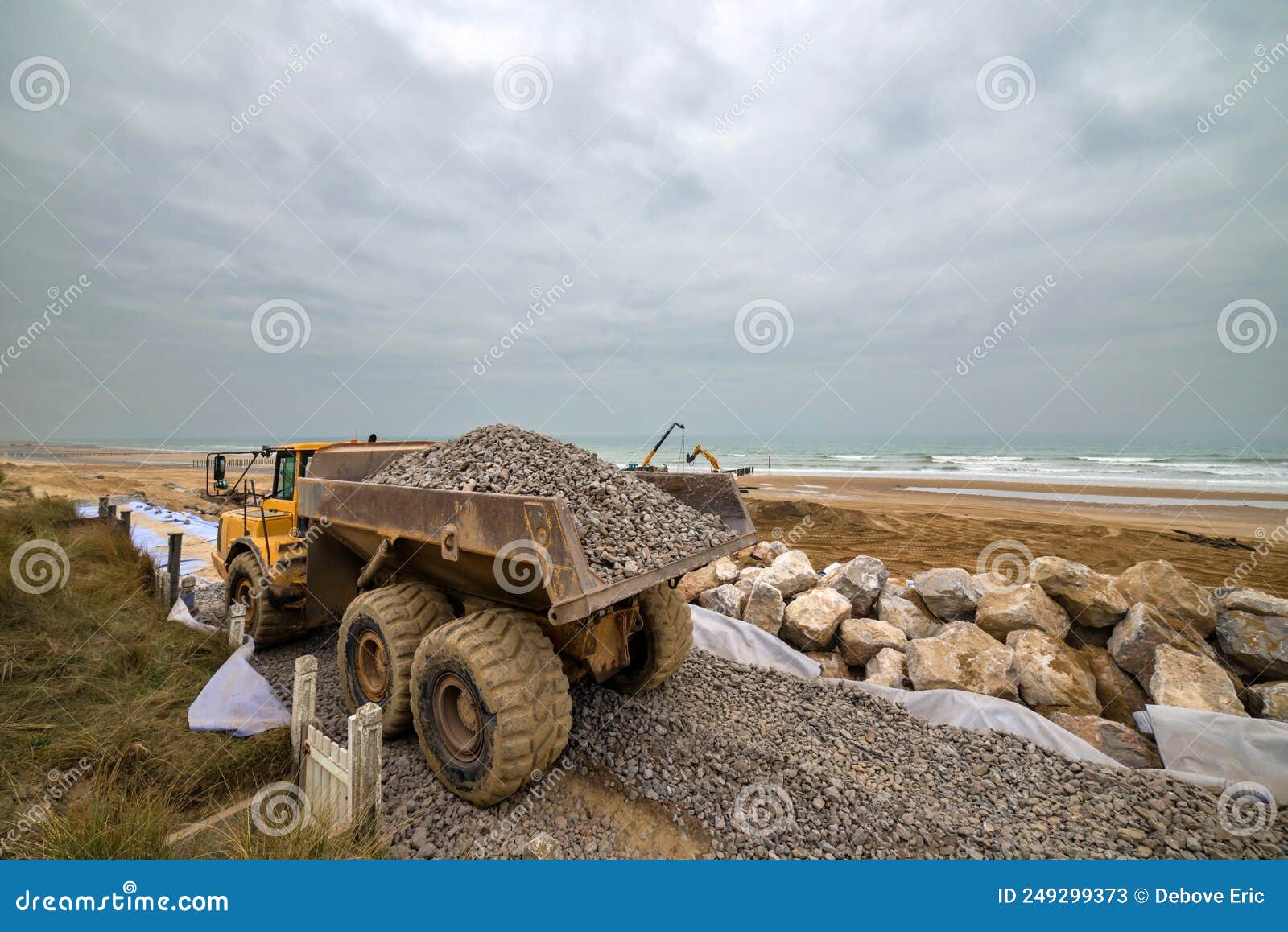 Dumper Unloading Its Cargo on a Construction Site Stock Image - Image ...