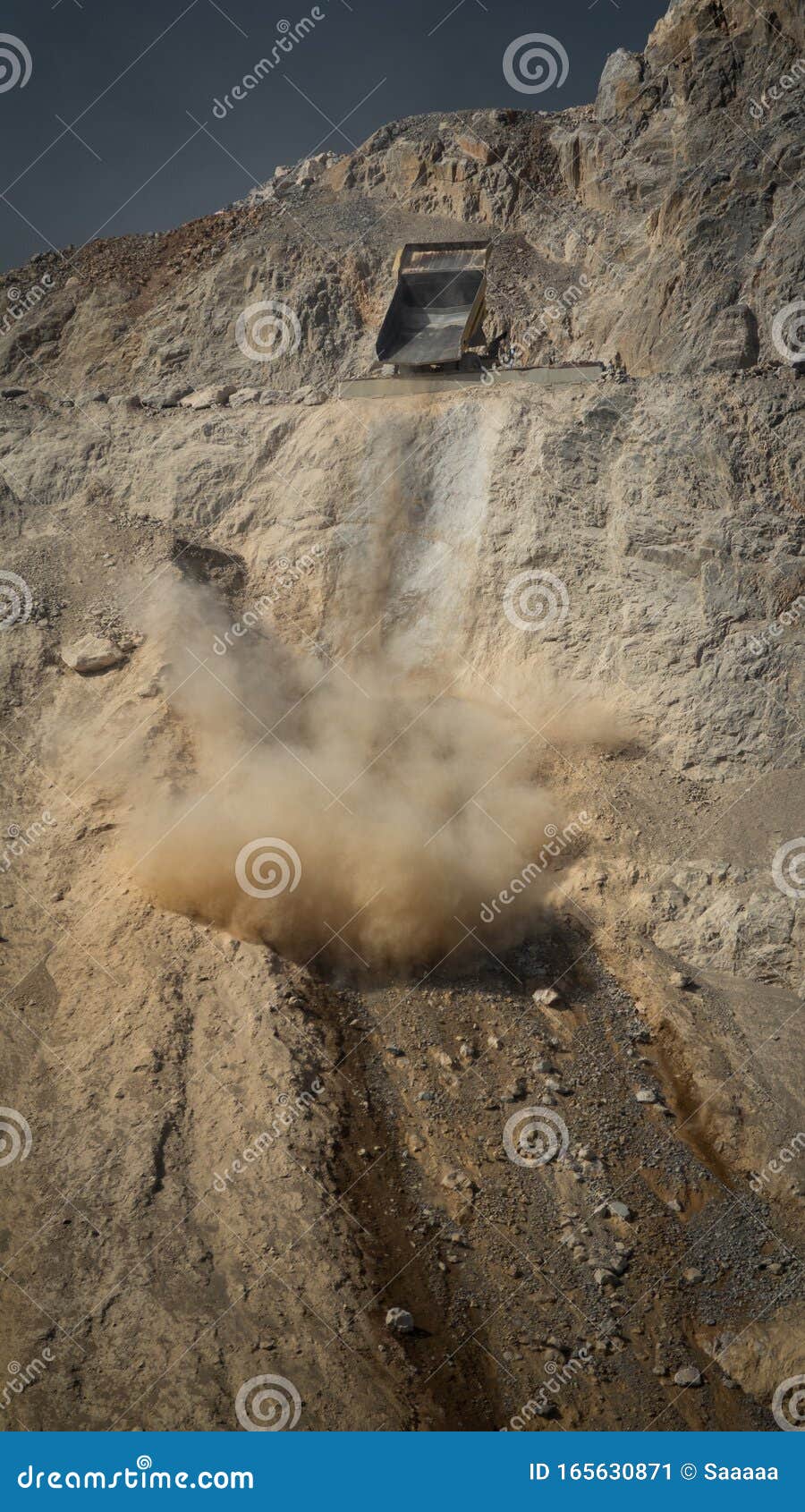 Dumper Unloading Stones from Mine To Dump Stock Image - Image of truck ...