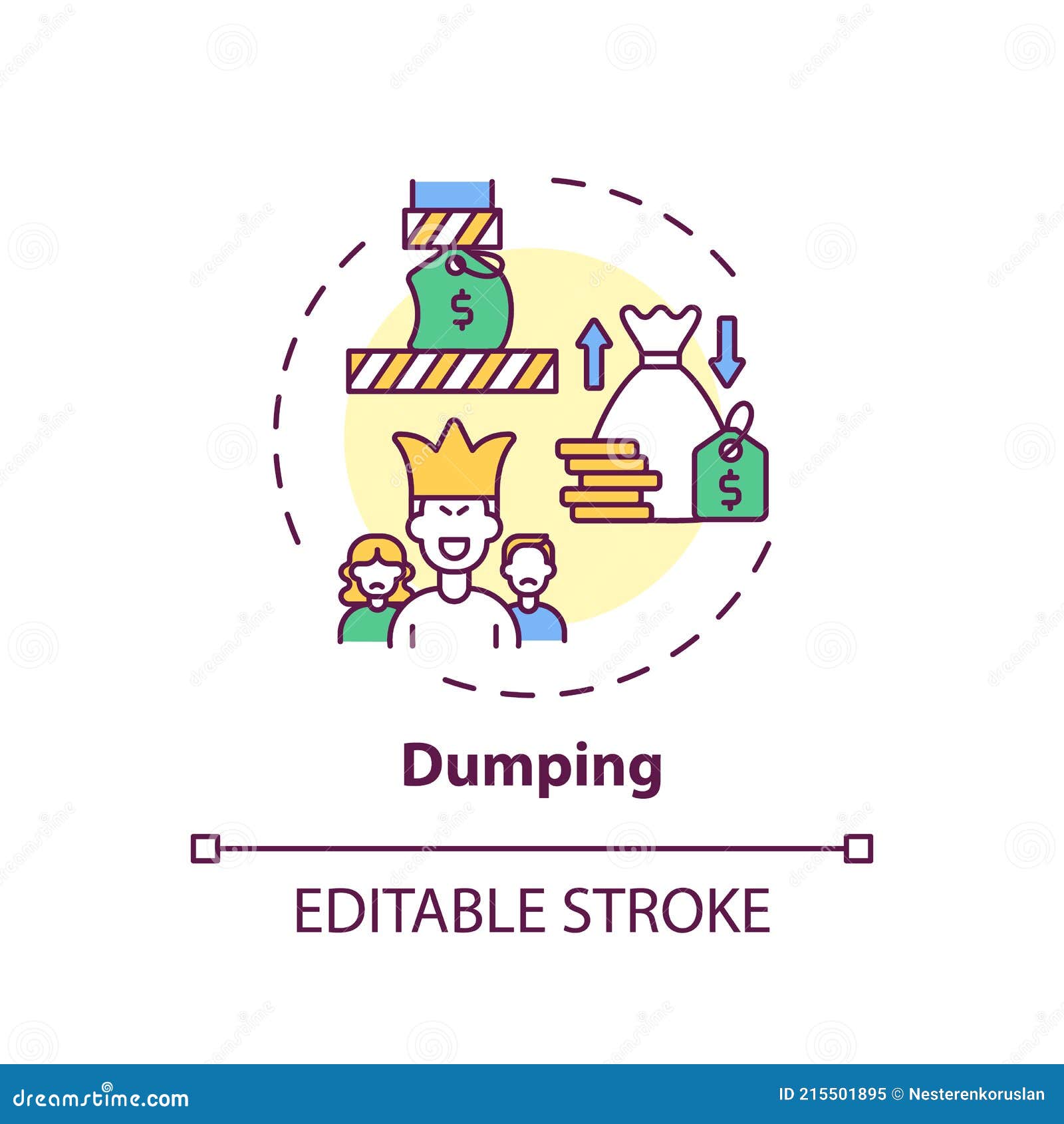 Dumping concept icon stock vector. Illustration of commerce - 215501895