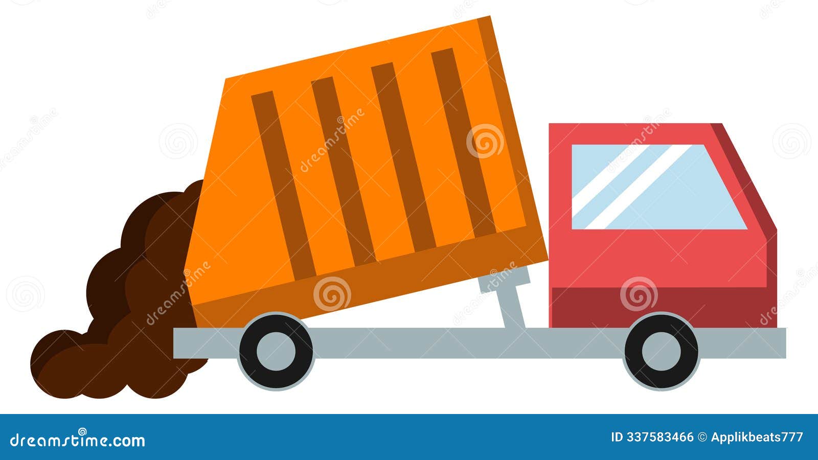 Dumping Truck Throw Soil. Heavy Construction Machine Cartoon Vector ...