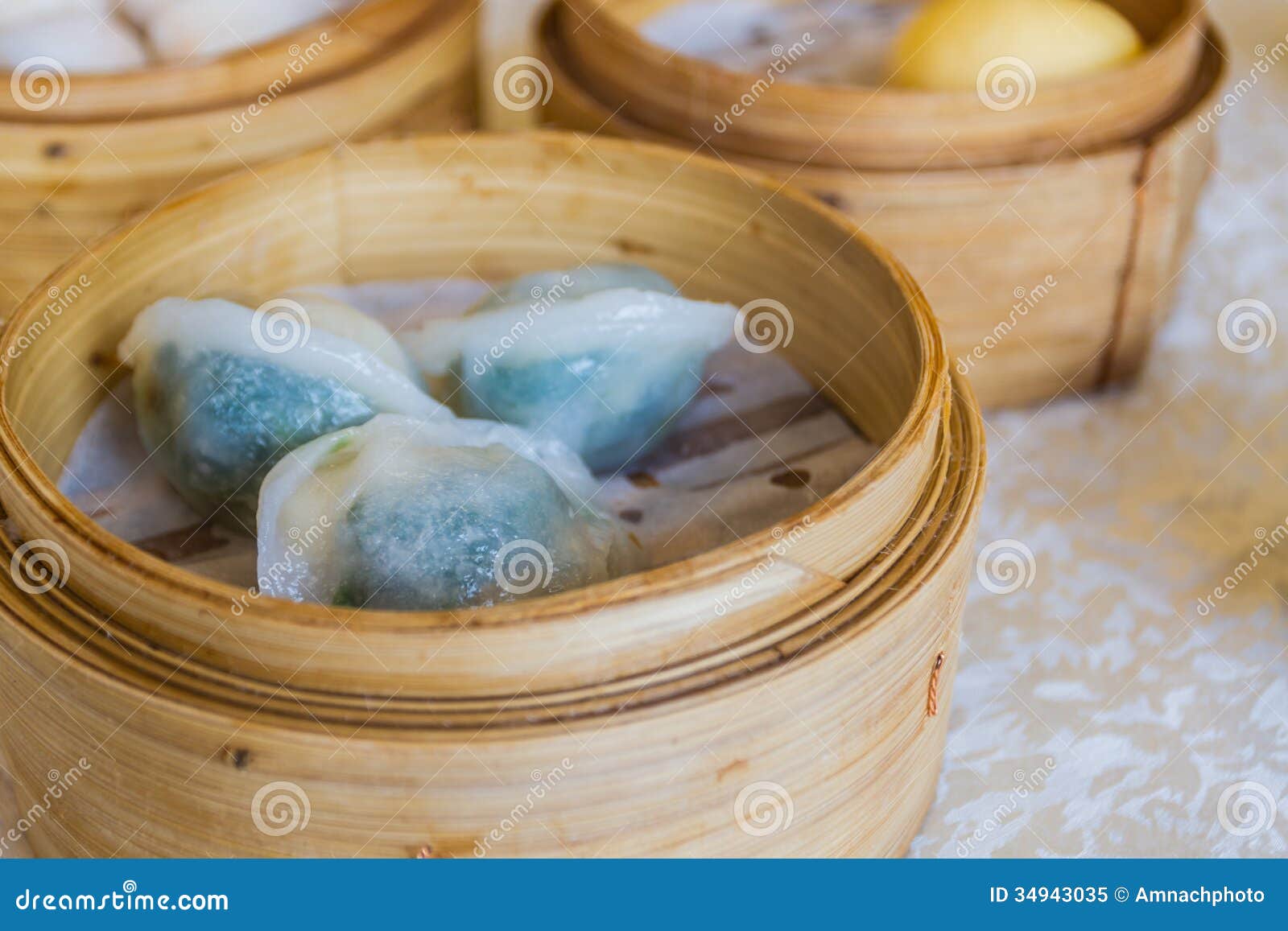 Dumpling in Bamboo Basket. stock image. Image of luxurious - 34943035