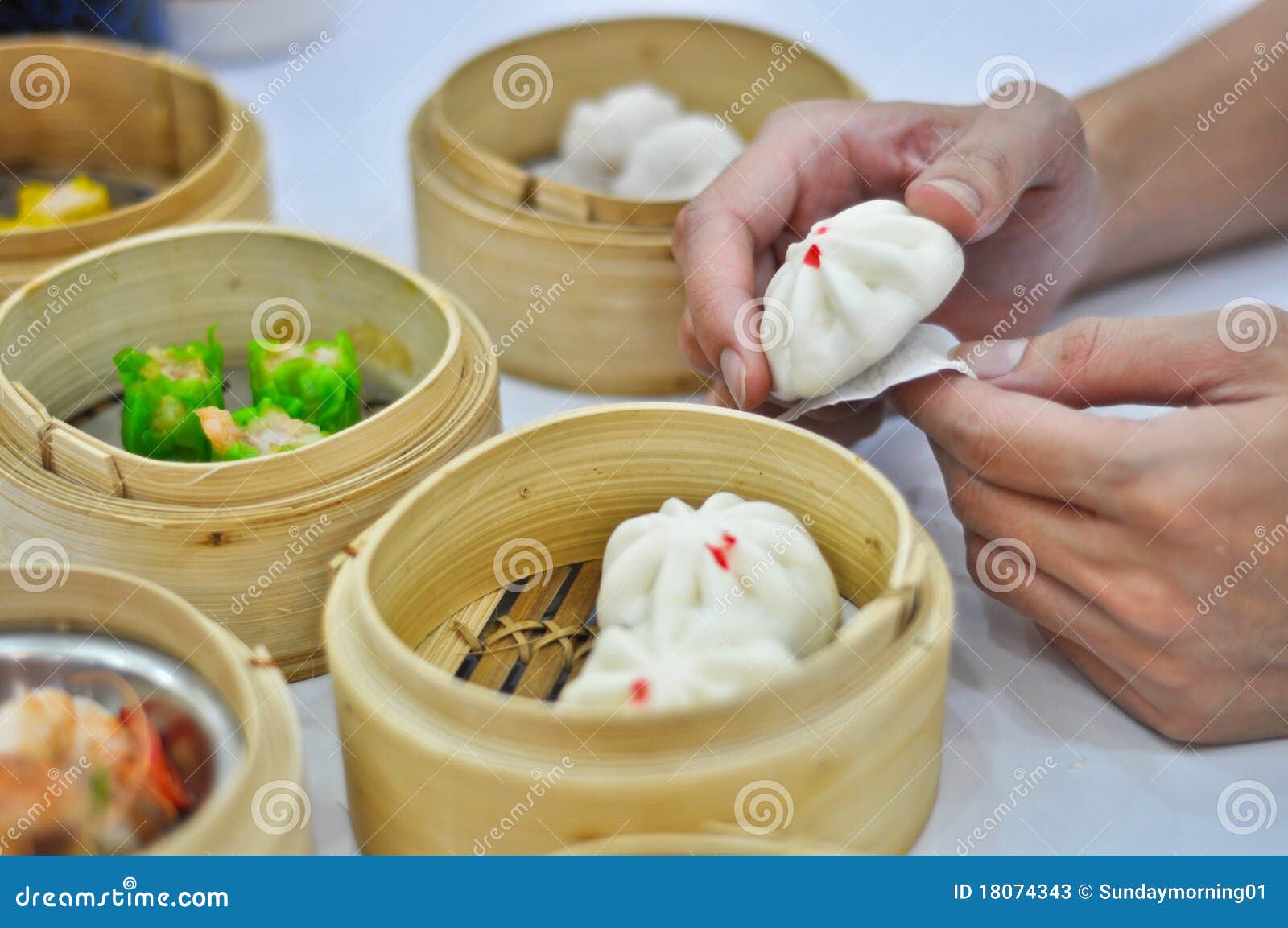 Dumpling and Dimsum with Hand Stock Image - Image of breakfast, dish ...