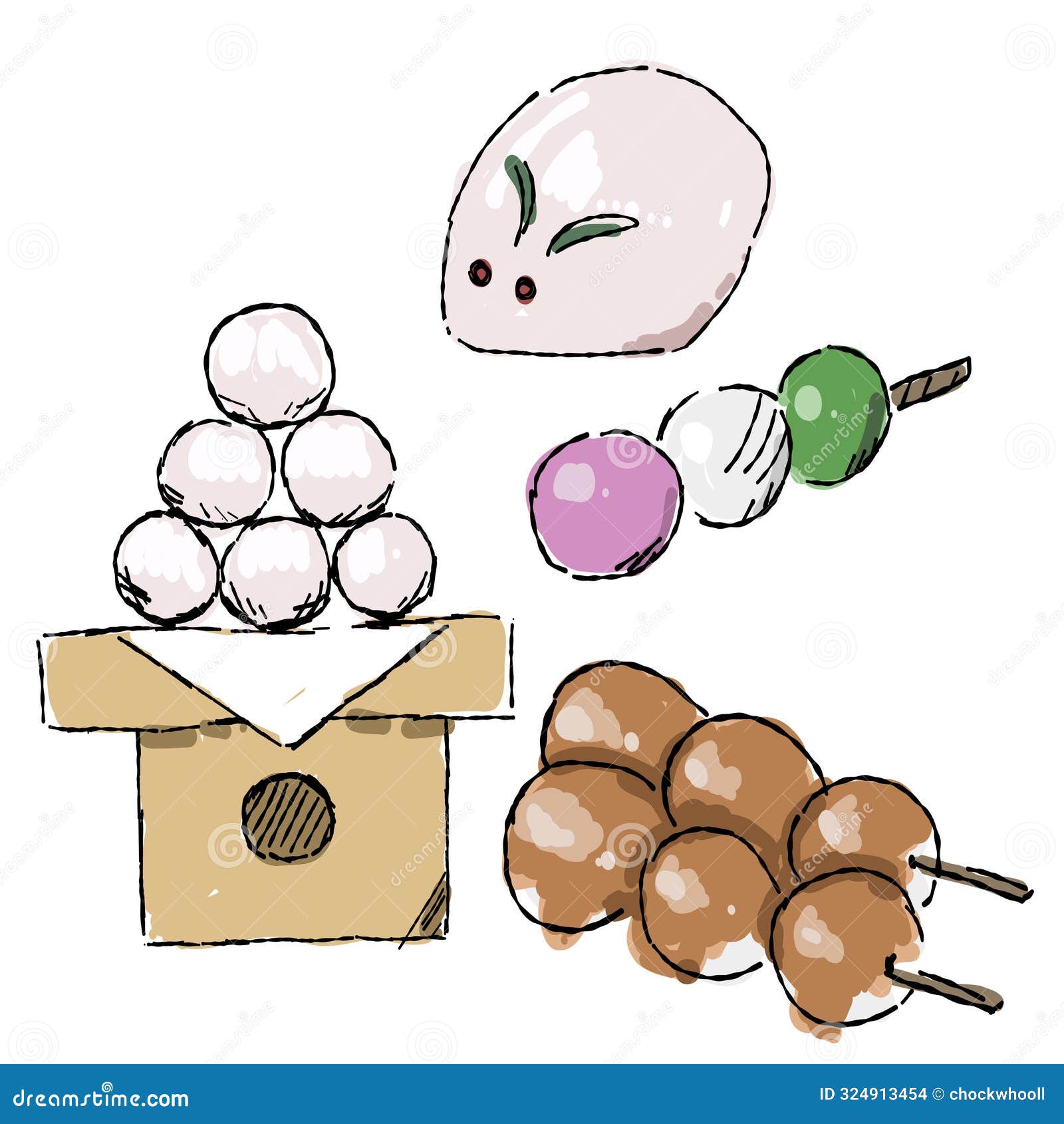 Dumplings Offered To The Moon And Japanese Pampas Grass Of The Line ...