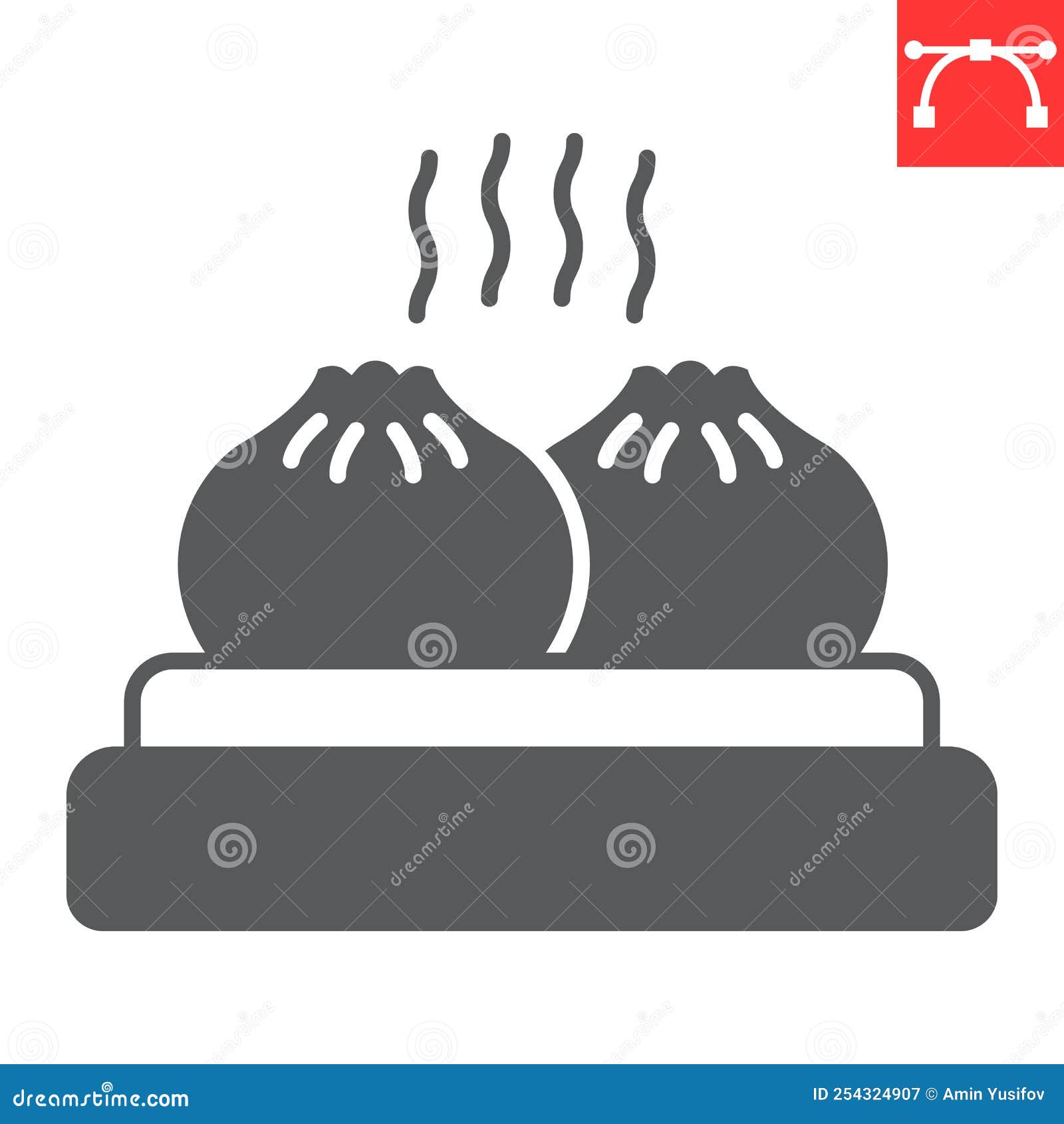 Dumpling glyph icon stock vector. Illustration of sign - 254324907