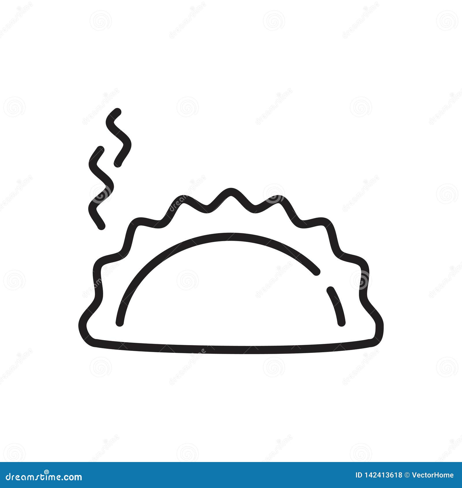 Dumpling Icon, Side View. Linear Logo Of Small Snack Of Dough And ...